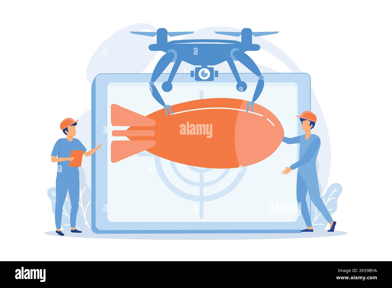Soldiers and military drone armed with missile to attack enemy ...
