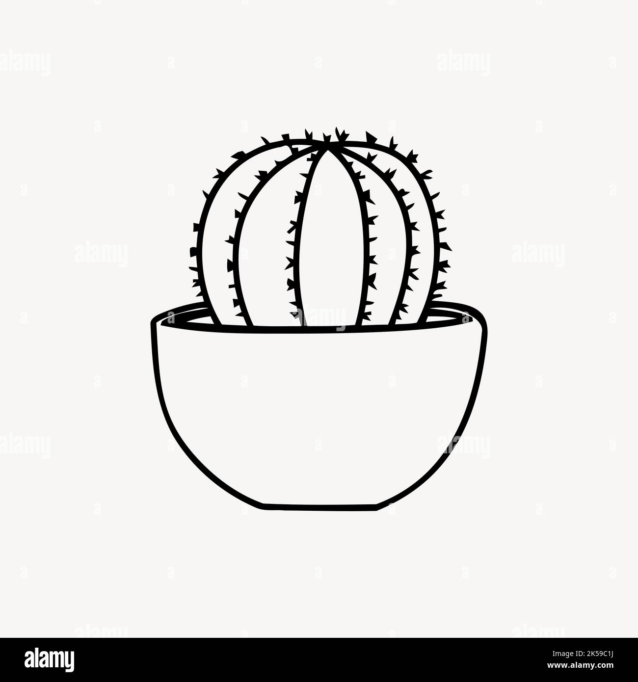 Potted cactus drawing, house plant illustration vector Stock Vector ...