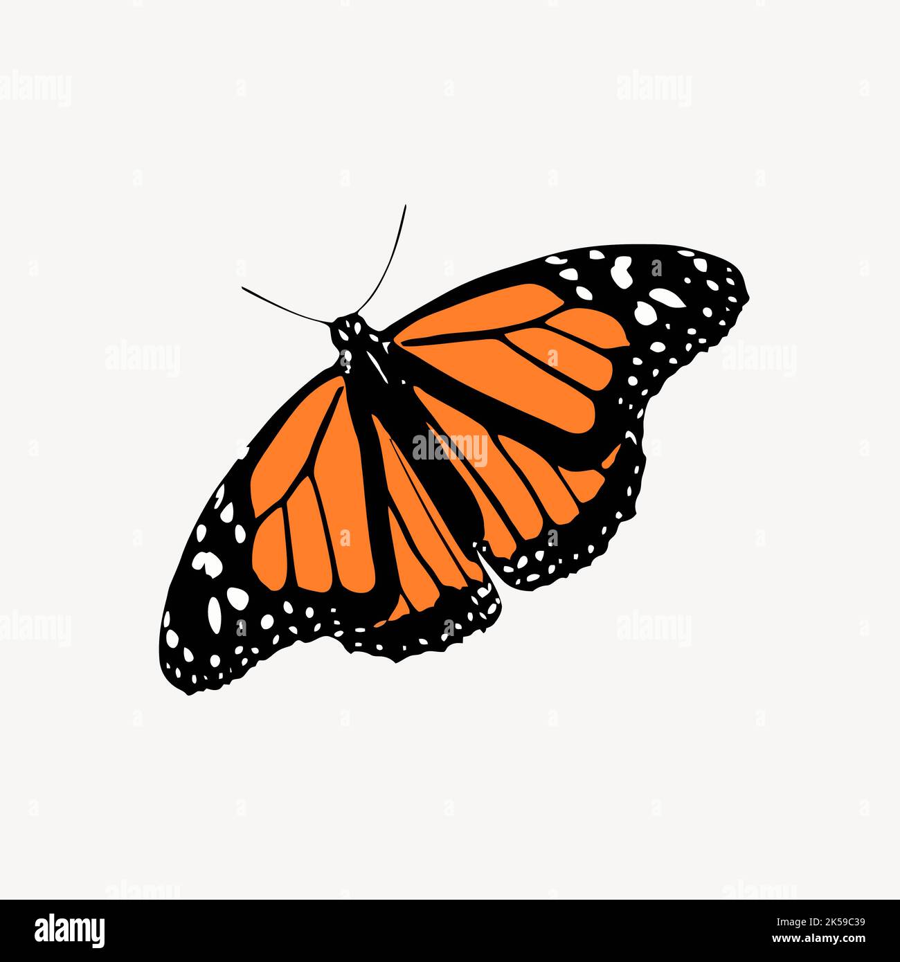 Monarch butterfly sticker, insect illustration vector Stock Vector ...