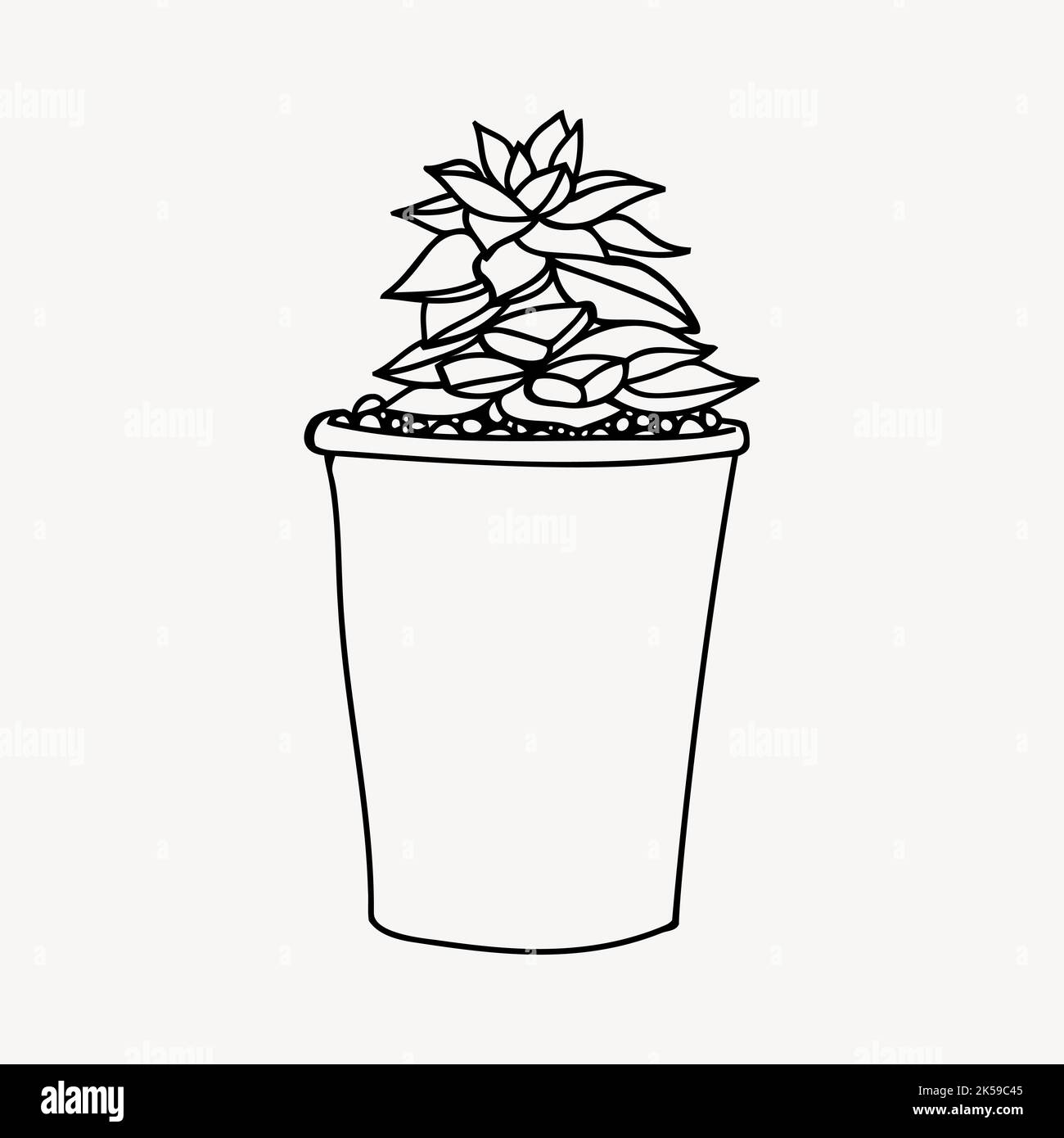 Minimal potted plant drawing, line art illustration vector Stock Vector ...
