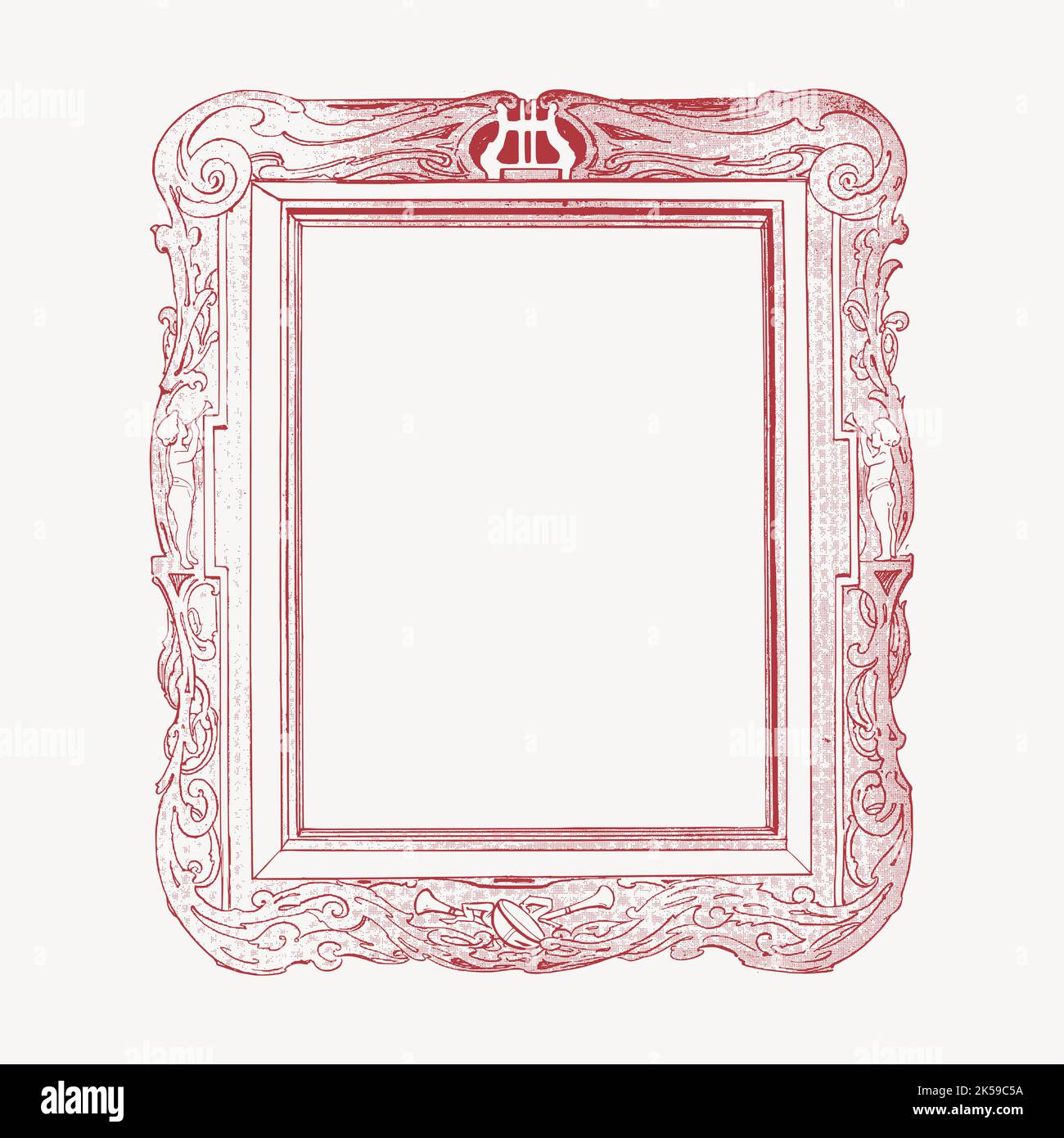 Ornamental red frame, vintage decoration illustration vector Stock ...