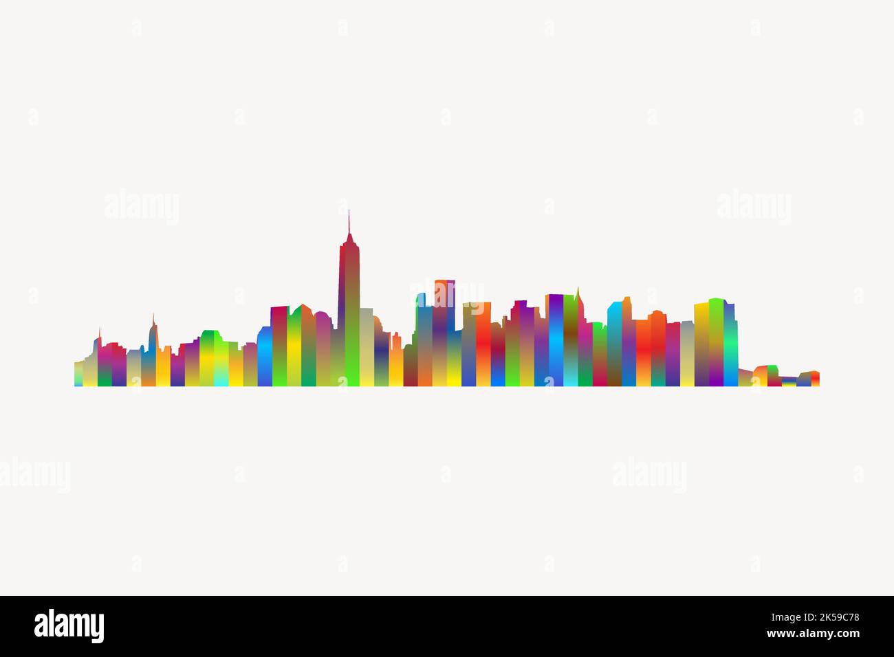 Rainbow cityscape sticker, architecture illustration vector Stock ...