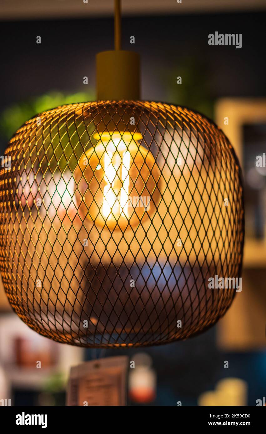 Pendant light lamp illuminated, Elegant Chandelier illuminated. Modern ...