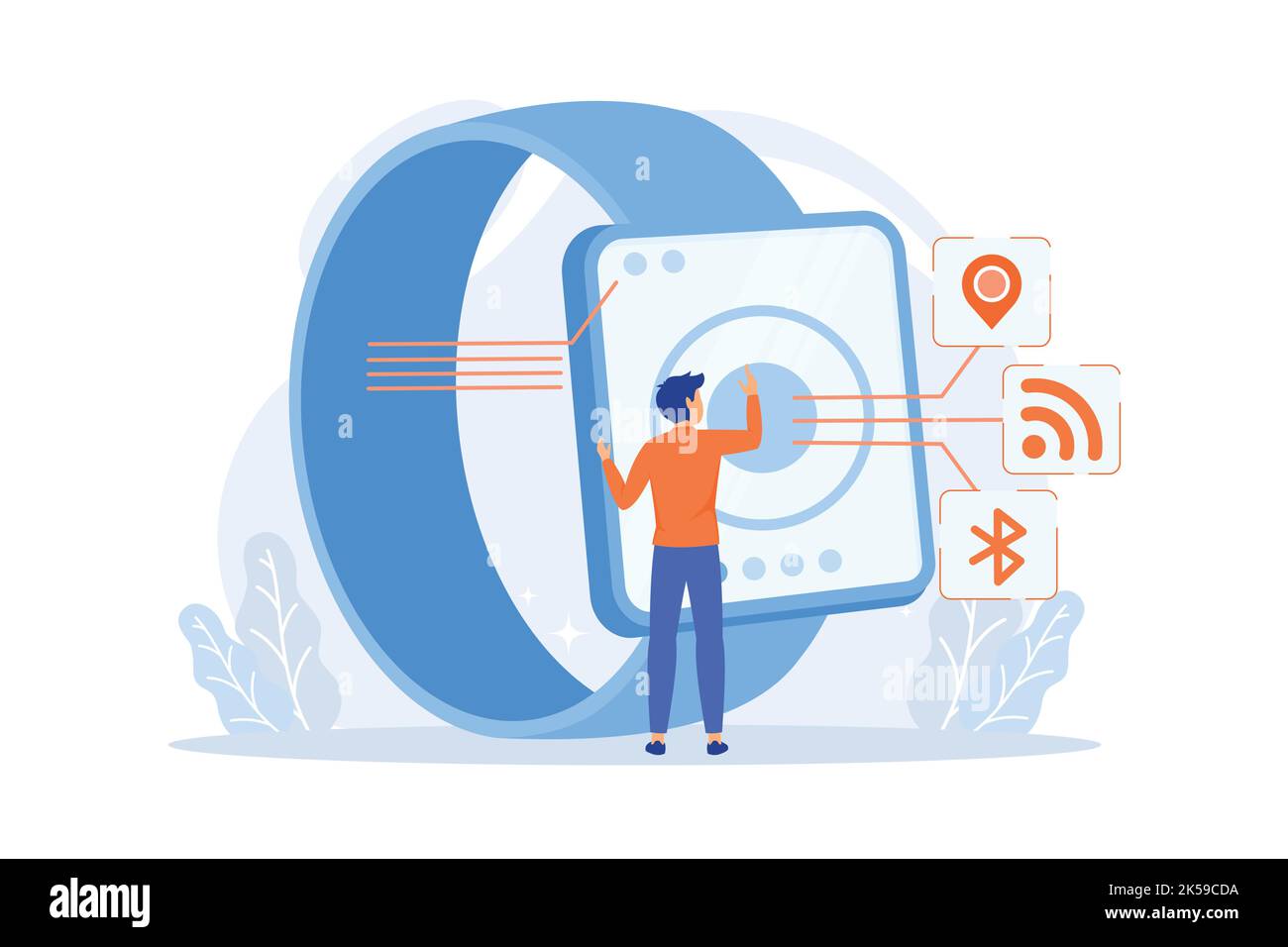 Smartwatch with Wi-Fi, bluetooth and GPS. Wireless connectivity ...