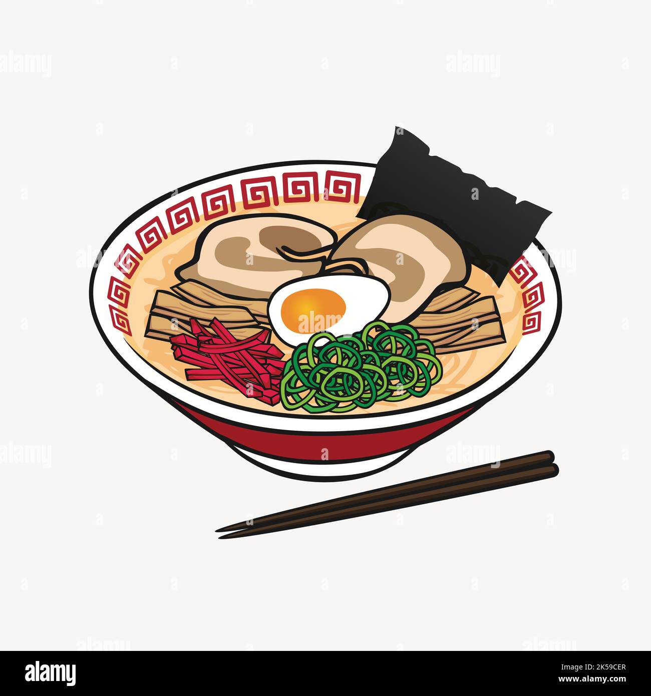 Ramen noodle sticker, Japanese food illustration vector Stock Vector ...