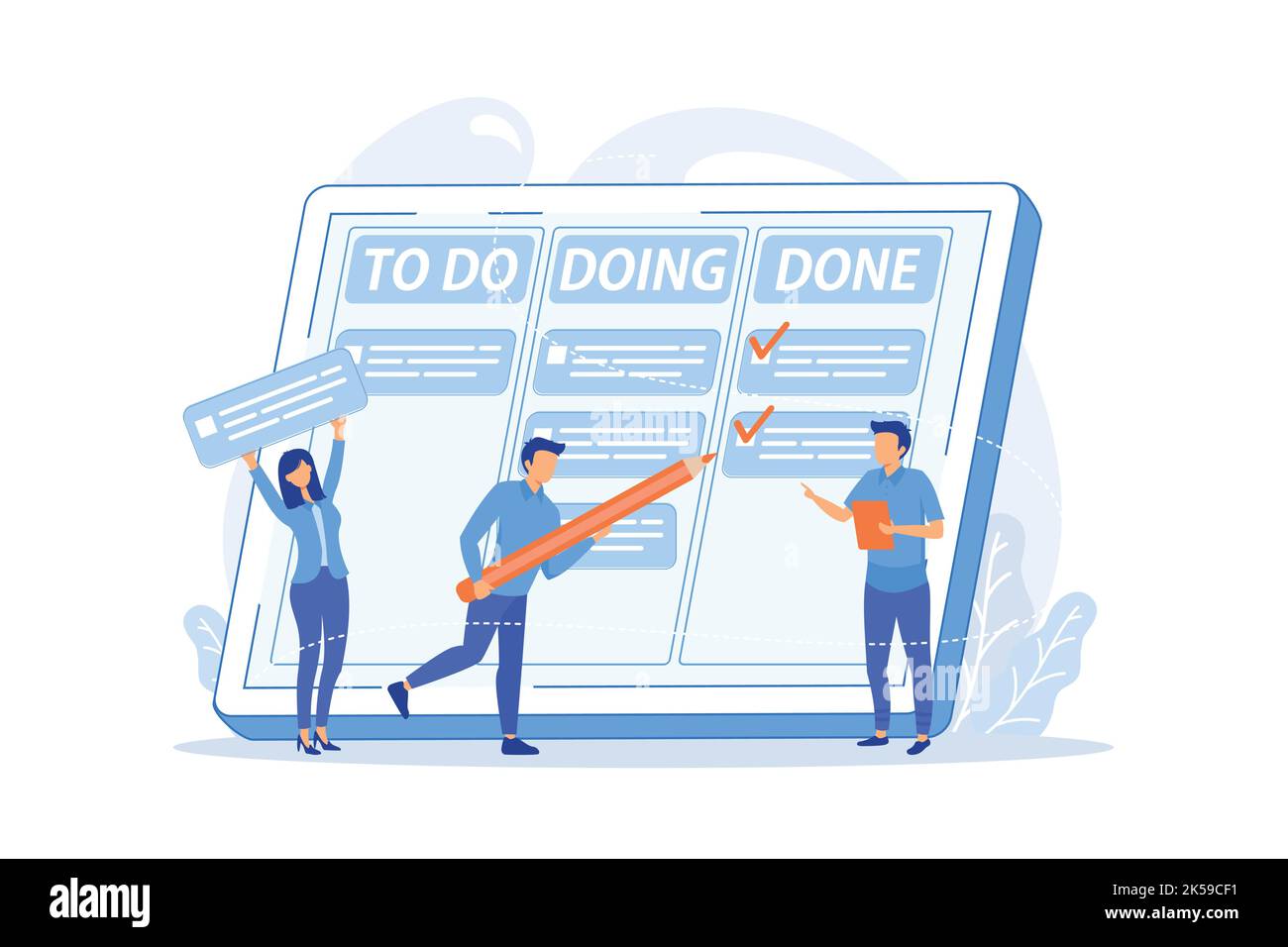 Tiny business people and manager at tasks and goals accomplishment ...