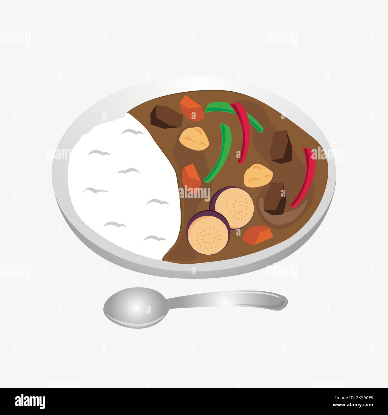 Japanese curry sticker, Asian food illustration vector Stock Vector ...