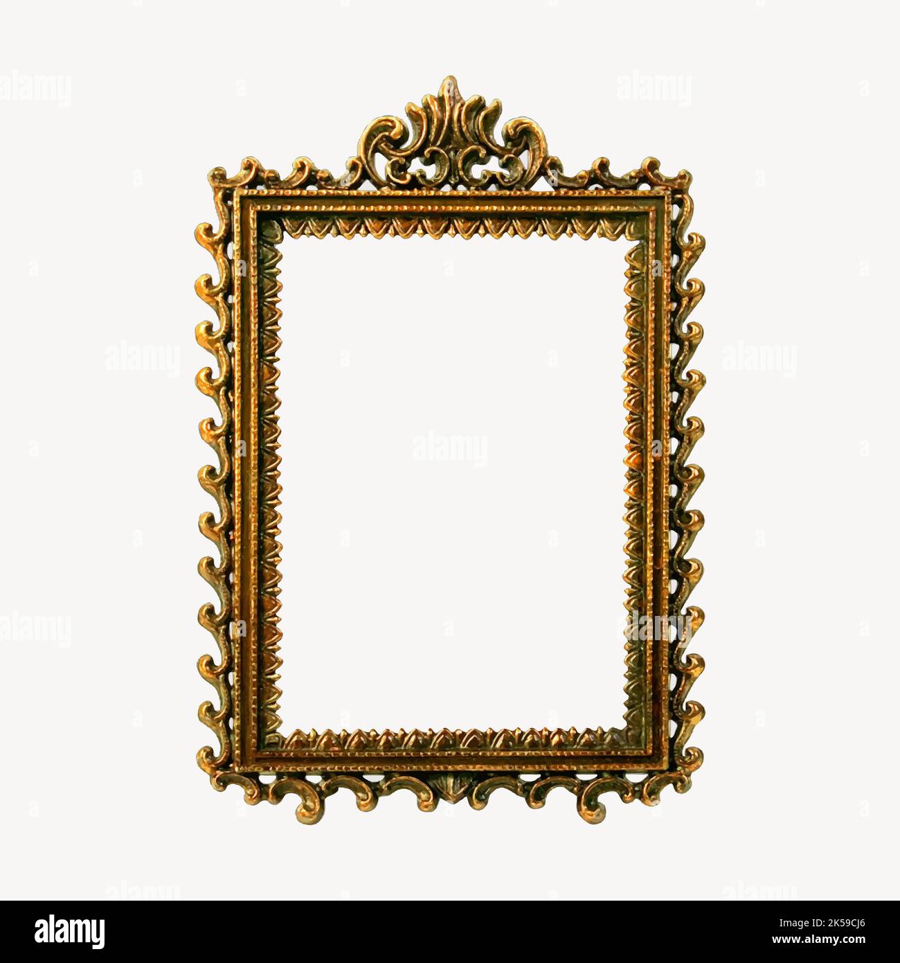 Gold mirror frame, vintage decor illustration vector Stock Vector Image ...