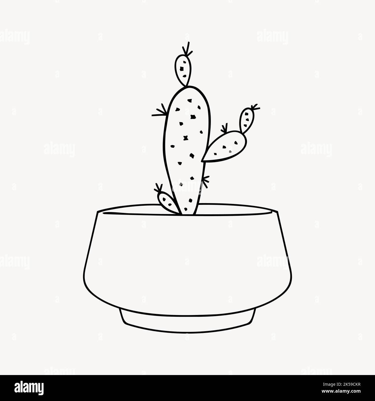 Potted cactus drawing, house plant illustration vector Stock Vector ...