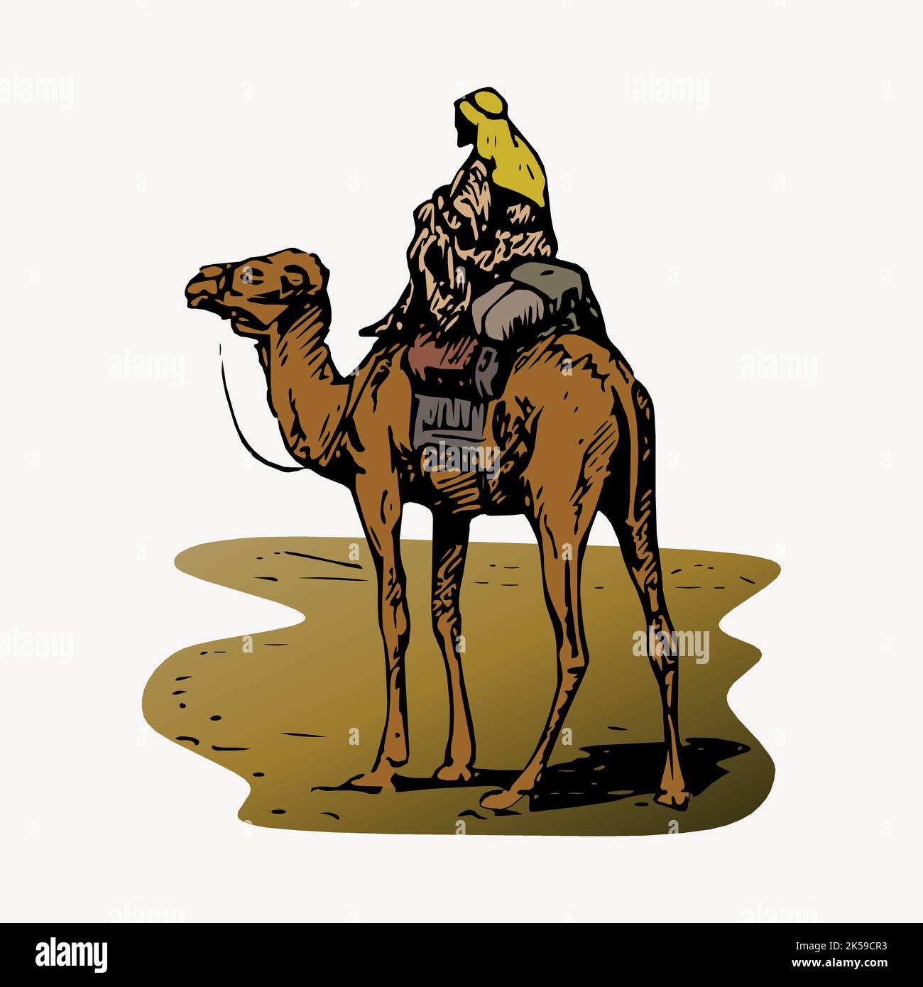 Camel rider clipart, vintage animal illustration vector Stock Vector ...