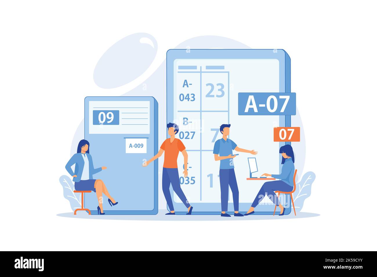 Waiting room with ticket system. Customer management method. Electronic ...