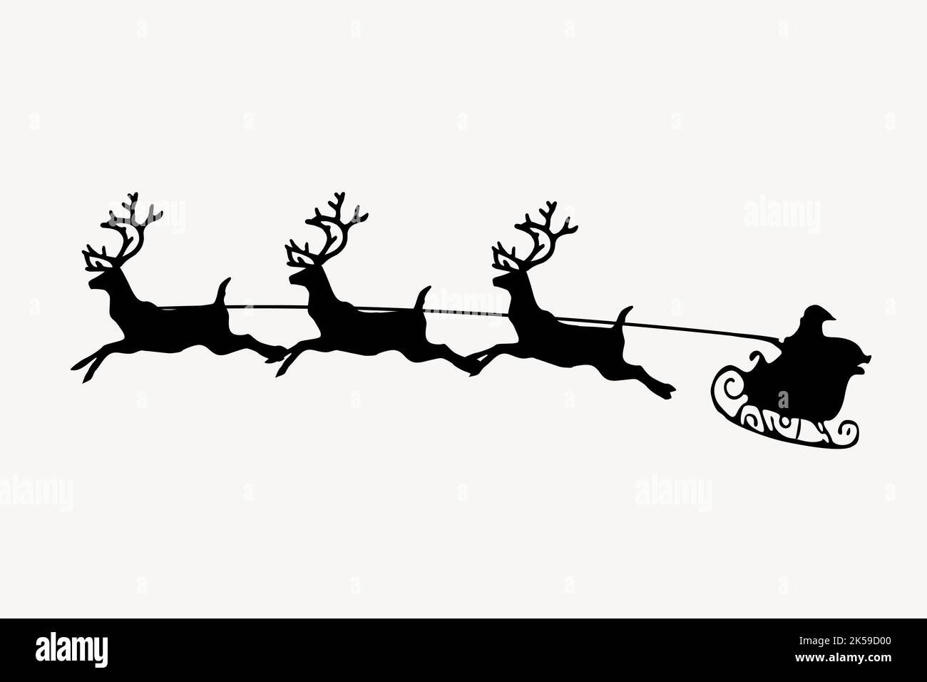 Santa sleigh drawing, Christmas illustration vector Stock Vector Image ...