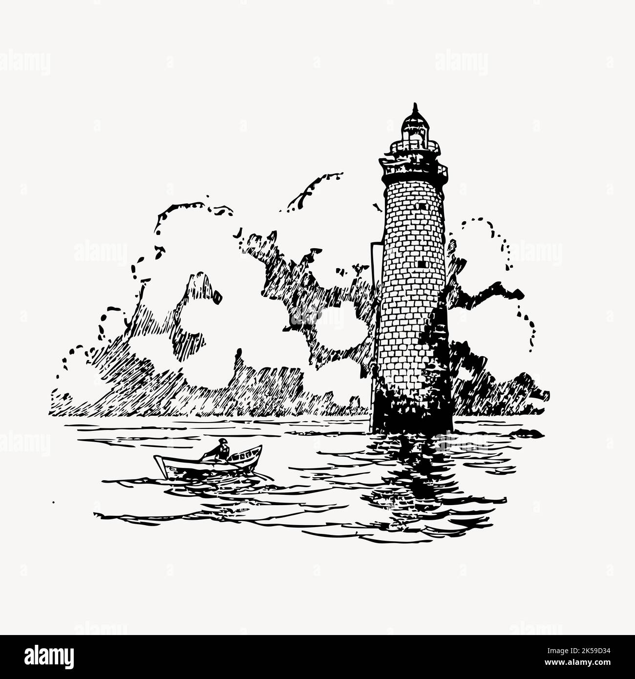 Lighthouse clipart, vintage architecture illustration vector Stock ...