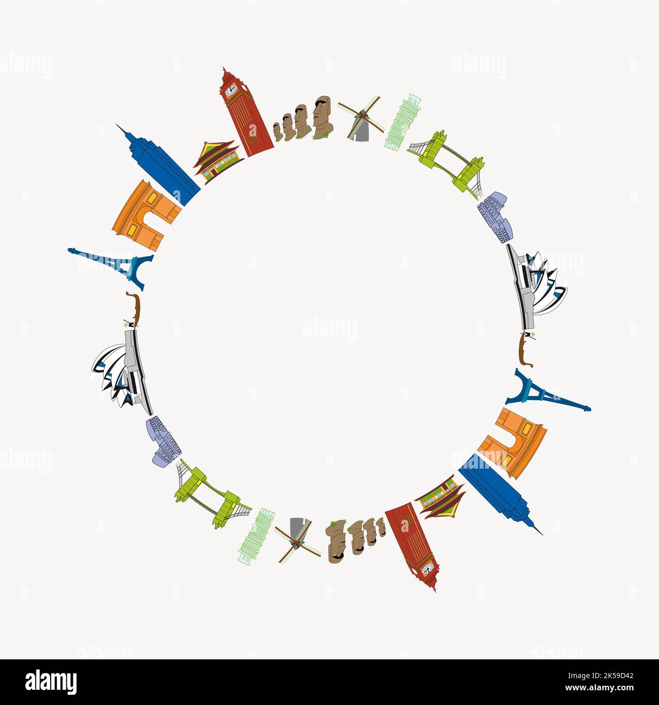 Famous landmarks sticker, abstract illustration vector Stock Vector ...