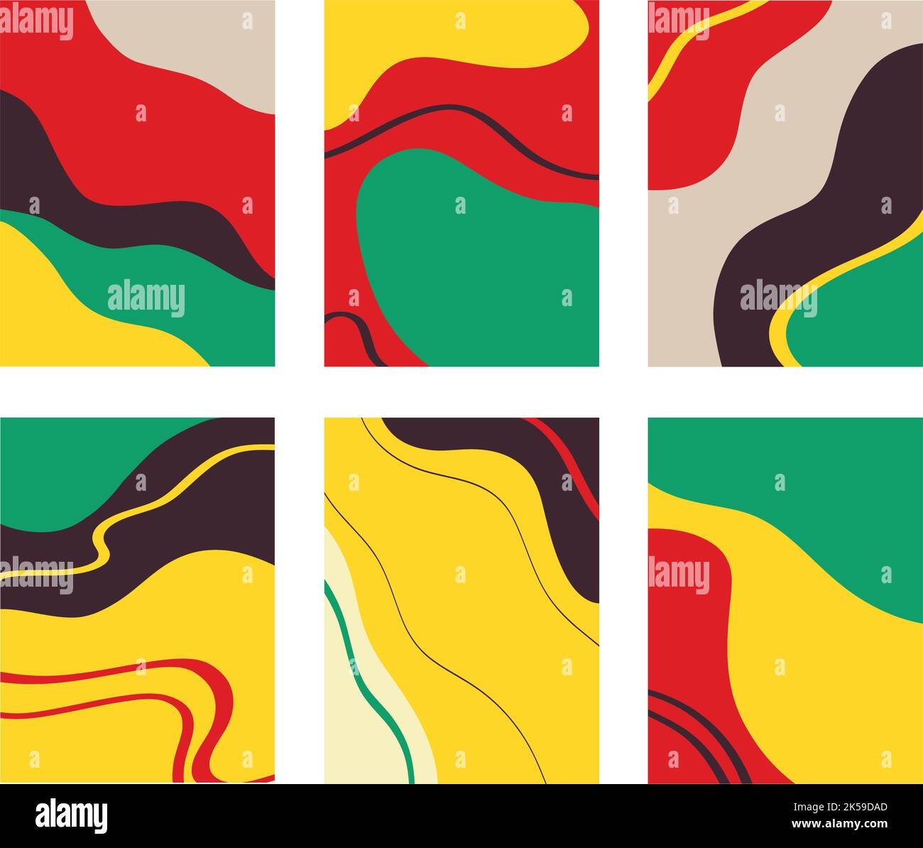 Collection of multicolored abstract paintings against white background ...