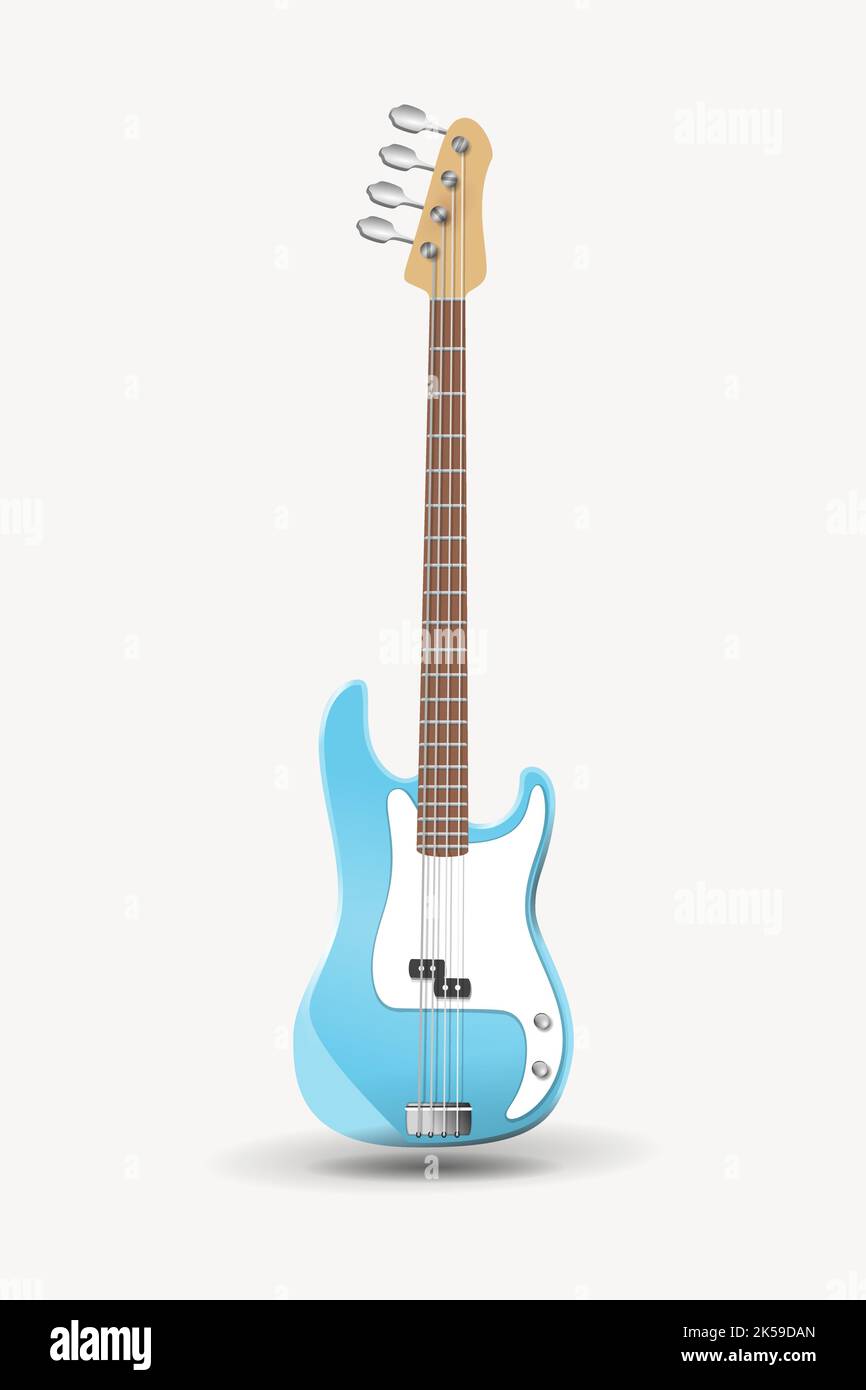 Bass guitar clipart, musical instrument illustration vector Stock ...