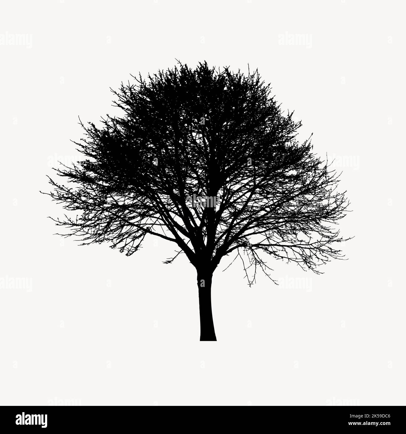 Tree silhouette sticker, botanical illustration vector Stock Vector ...