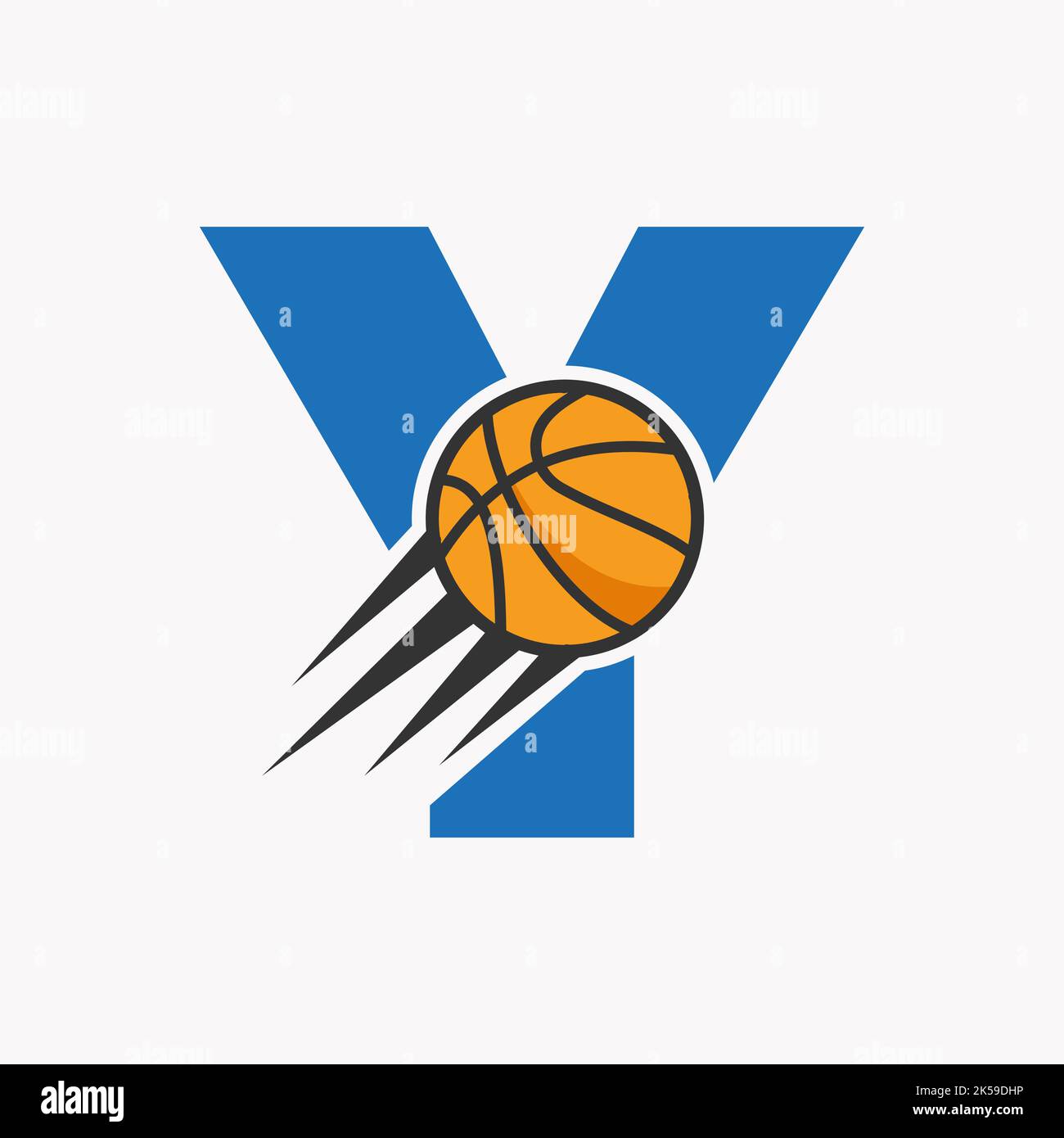 Initial Letter Y Basketball Logo Concept With Moving Basketball Icon ...