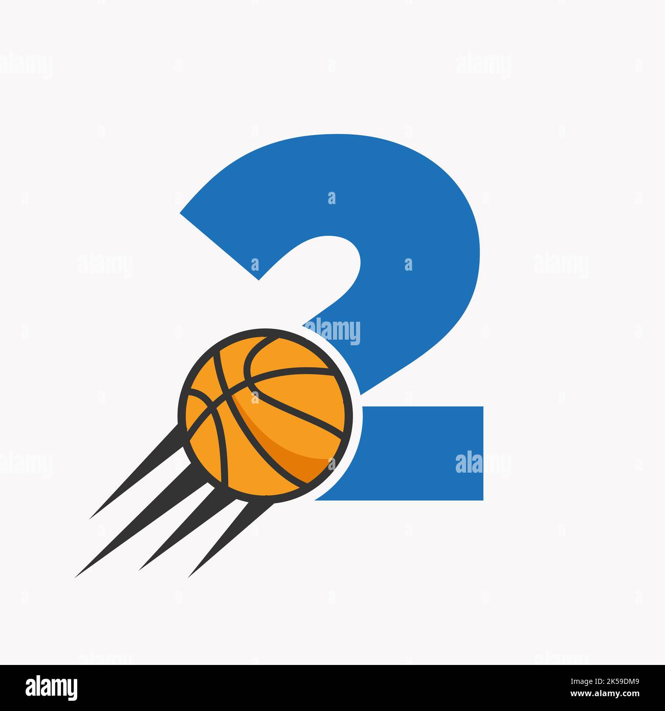 Initial Letter 2 Basketball Logo Concept With Moving Basketball Icon ...