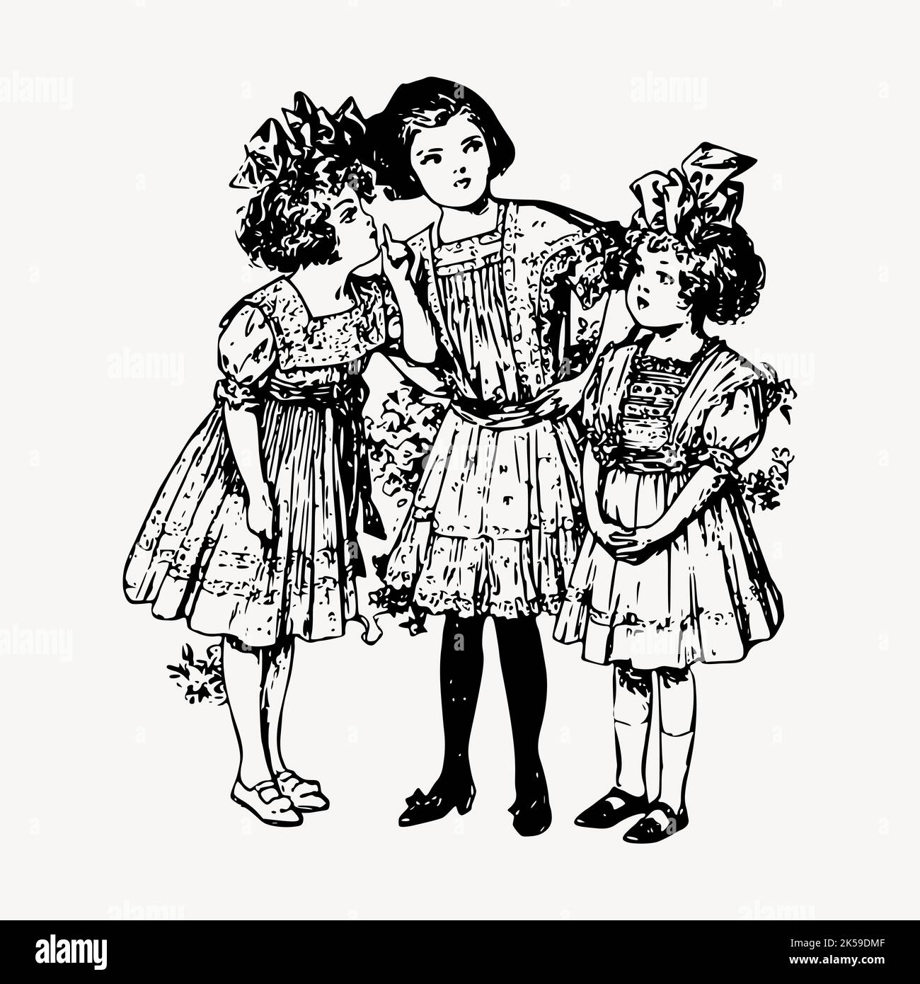 Vintage kids fashion clipart, illustration vector Stock Vector Image ...