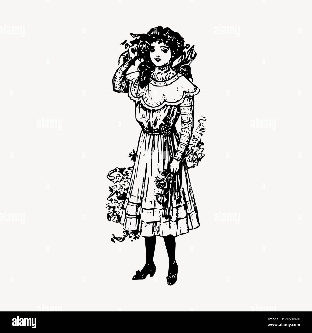 Vintage Girls Fashion Clipart Illustration Vector Stock Vector Image