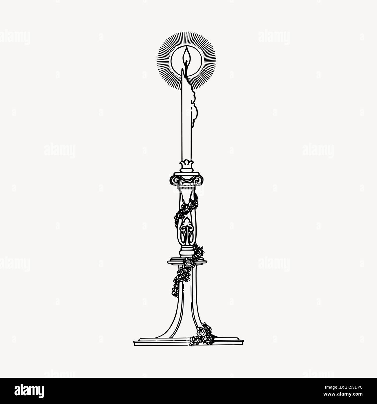 Lit candle clipart, vintage object illustration vector Stock Vector ...