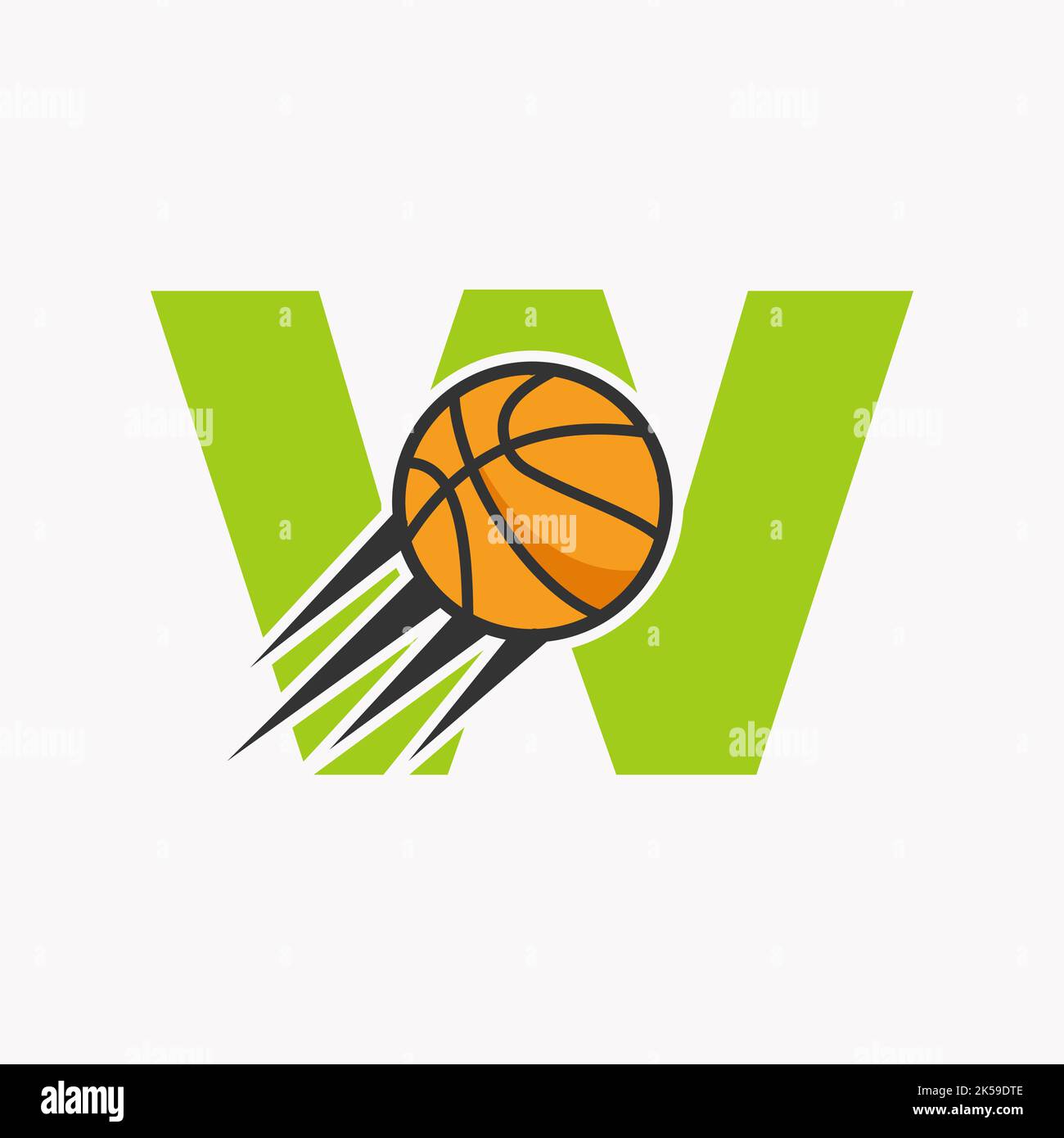 Initial Letter W Basketball Logo Concept With Moving Basketball Icon ...