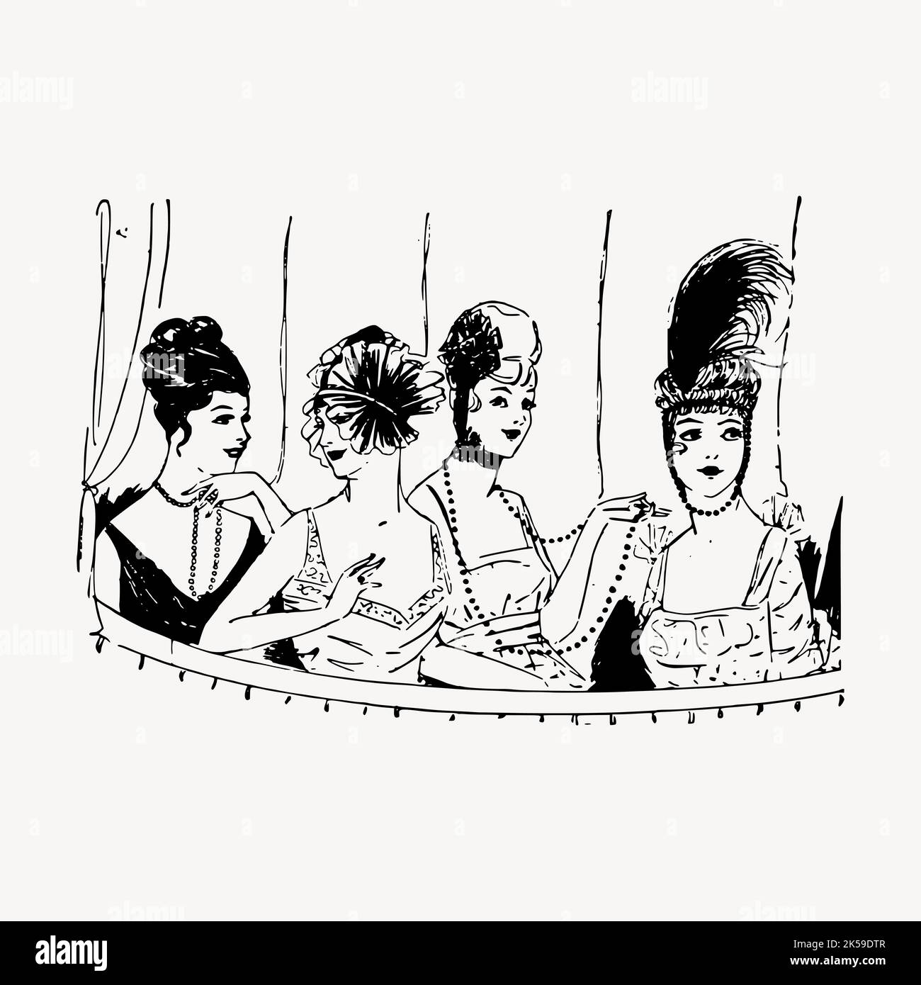 Classy ladies clipart, vintage fashion illustration vector Stock Vector ...