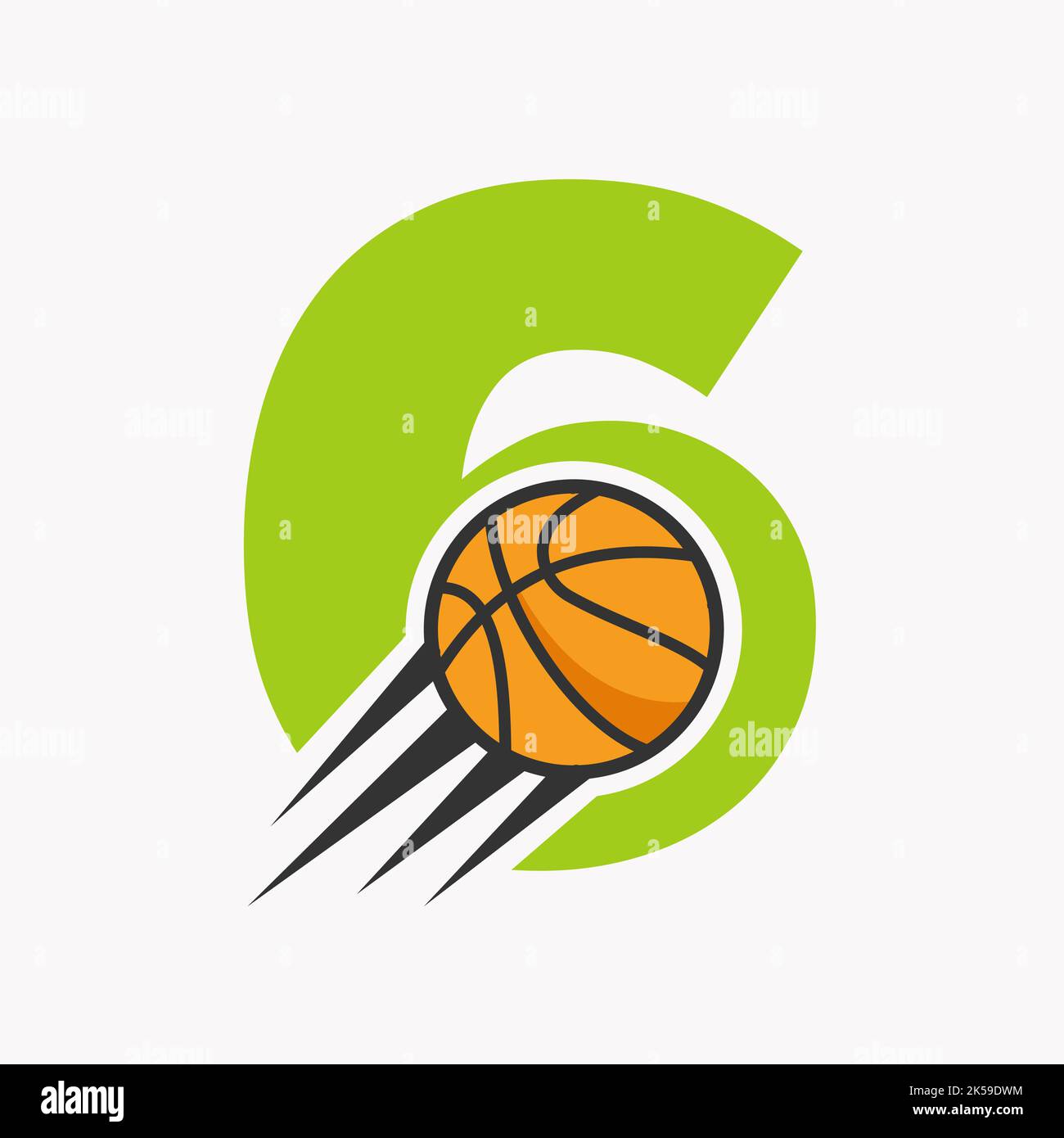Initial Letter 6 Basketball Logo Concept With Moving Basketball Icon ...