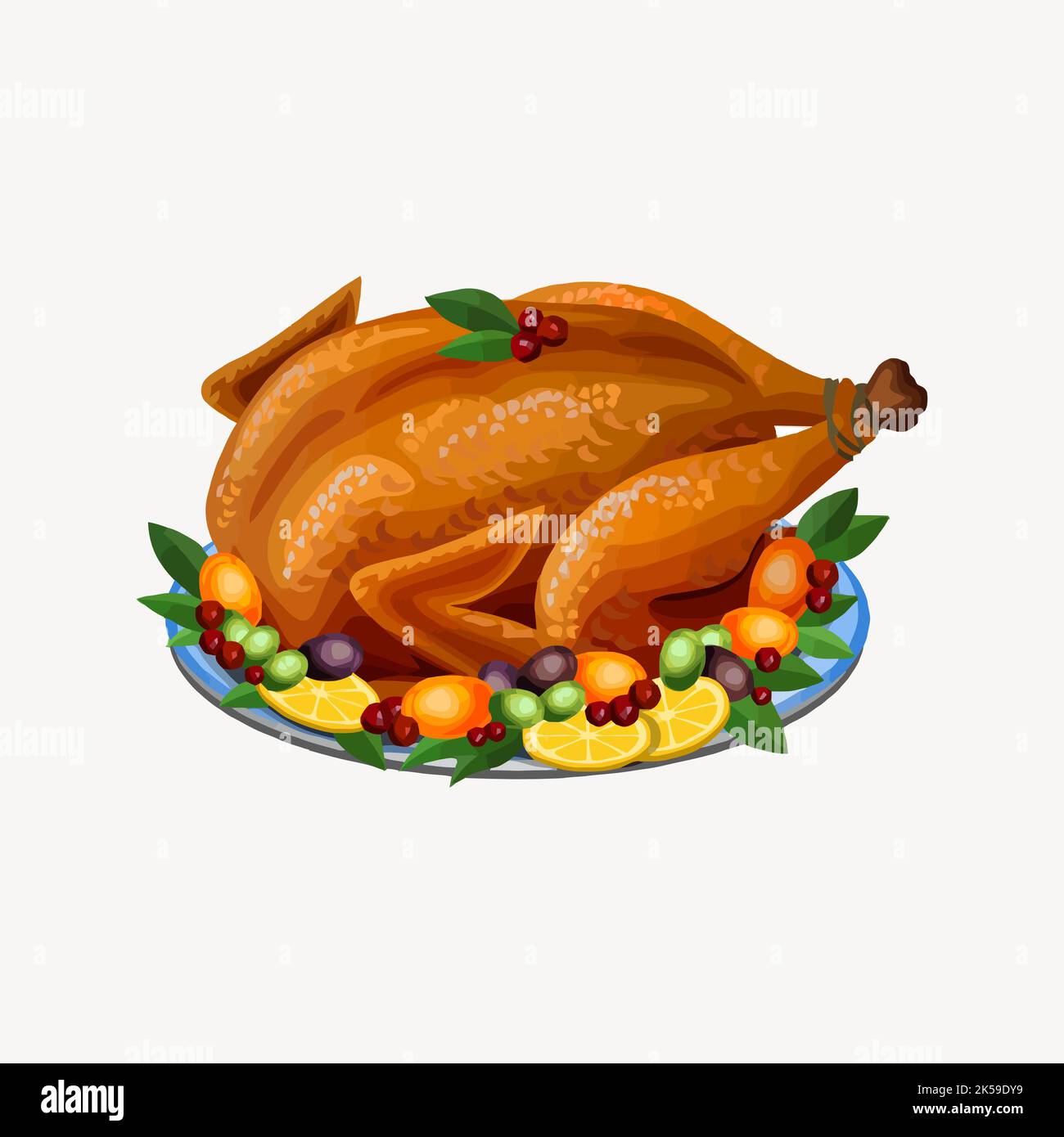 Thanksgiving turkey sticker, festive food illustration vector Stock ...