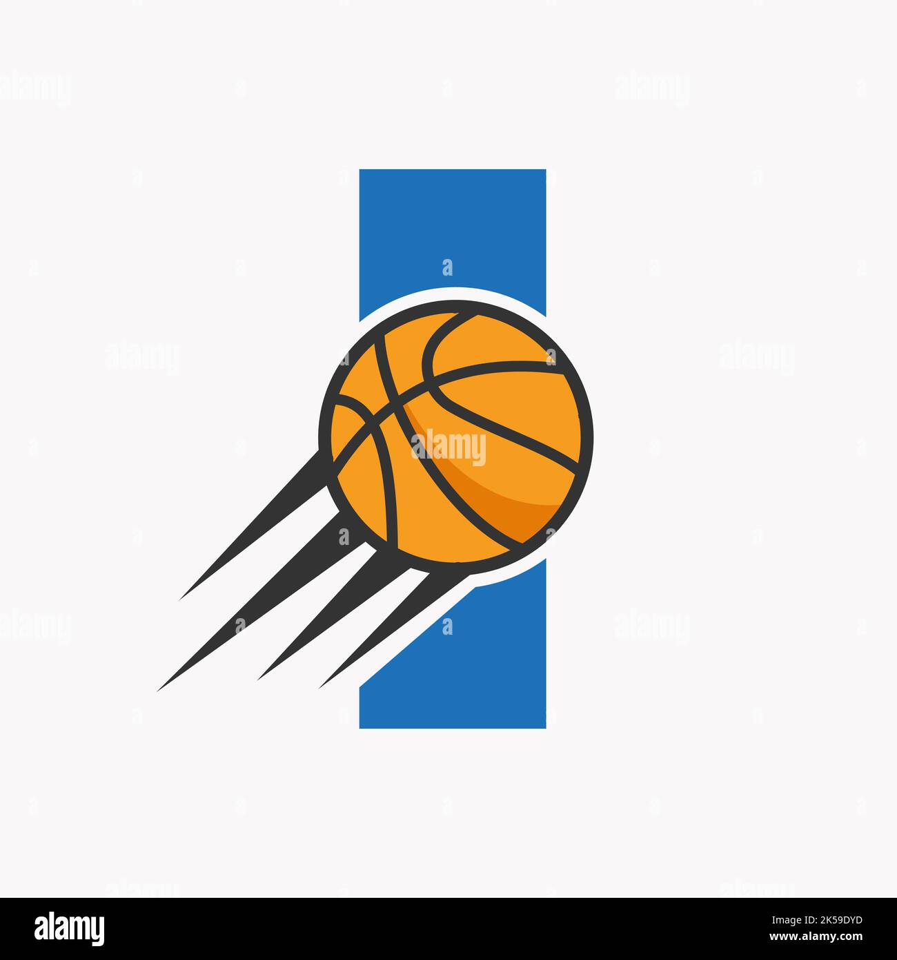 Initial Letter I Basketball Logo Concept With Moving Basketball Icon ...
