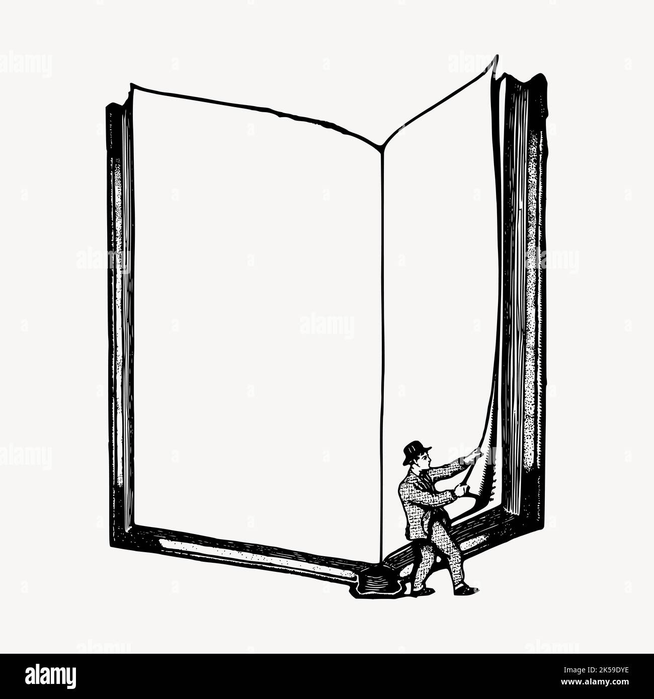 Open book frame clipart, vintage illustration vector Stock Vector Image ...