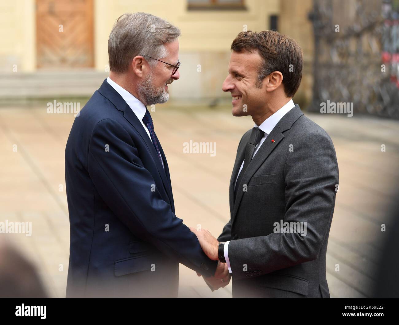 Prague, Czech Republic. 6th Oct, 2022. French President Emmanuel Macron ...