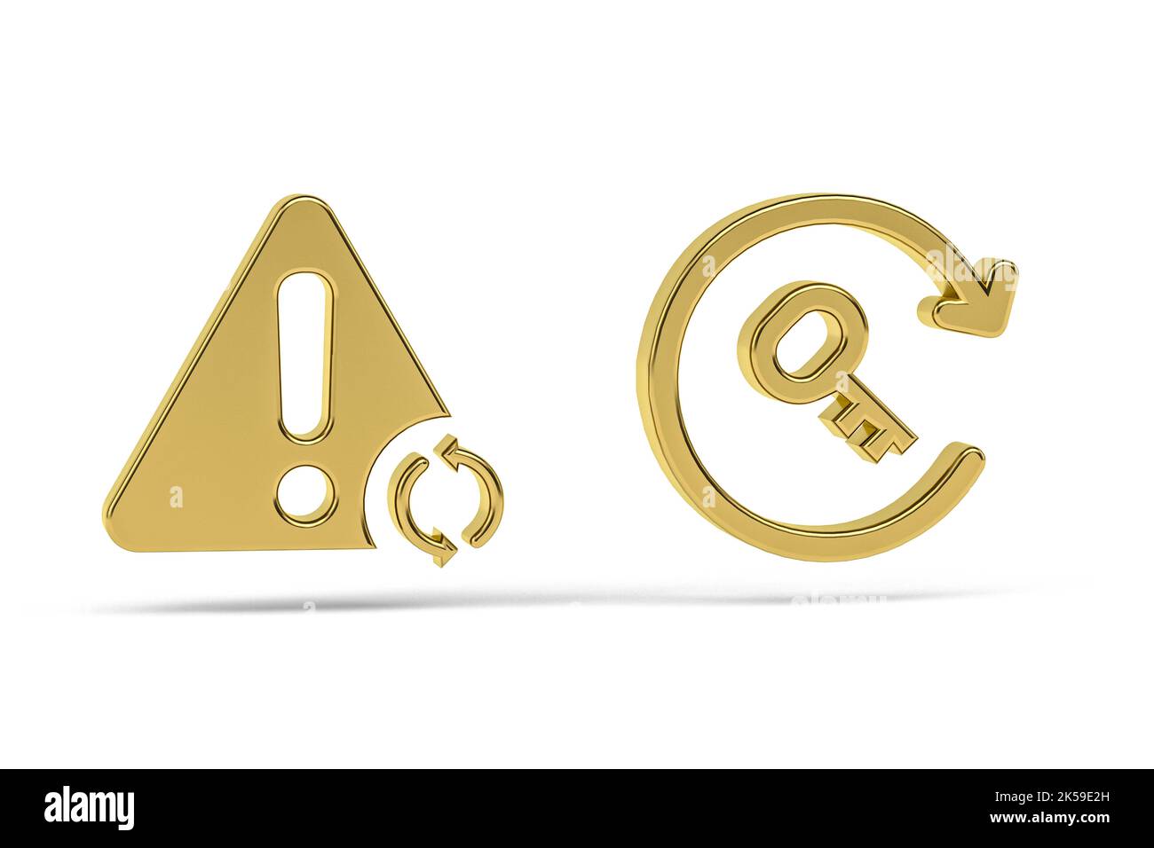 Golden 3d reset icon isolated on white background - 3D render Stock ...