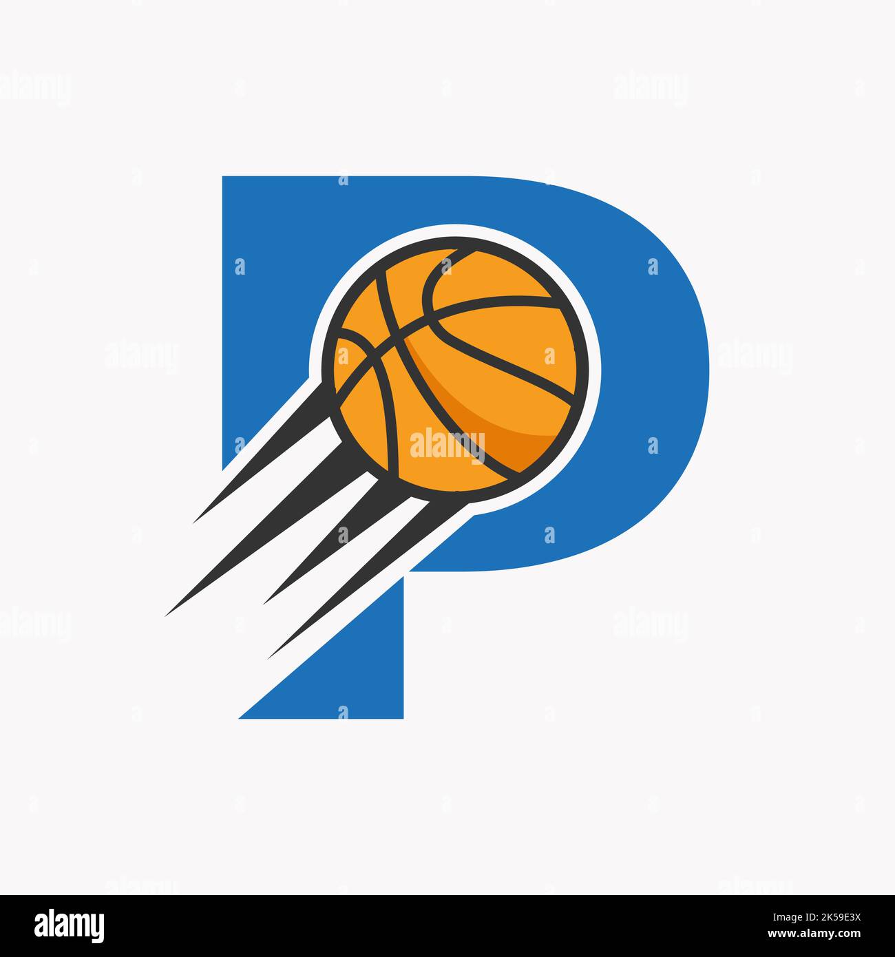Initial Letter P Basketball Logo Concept With Moving Basketball Icon ...