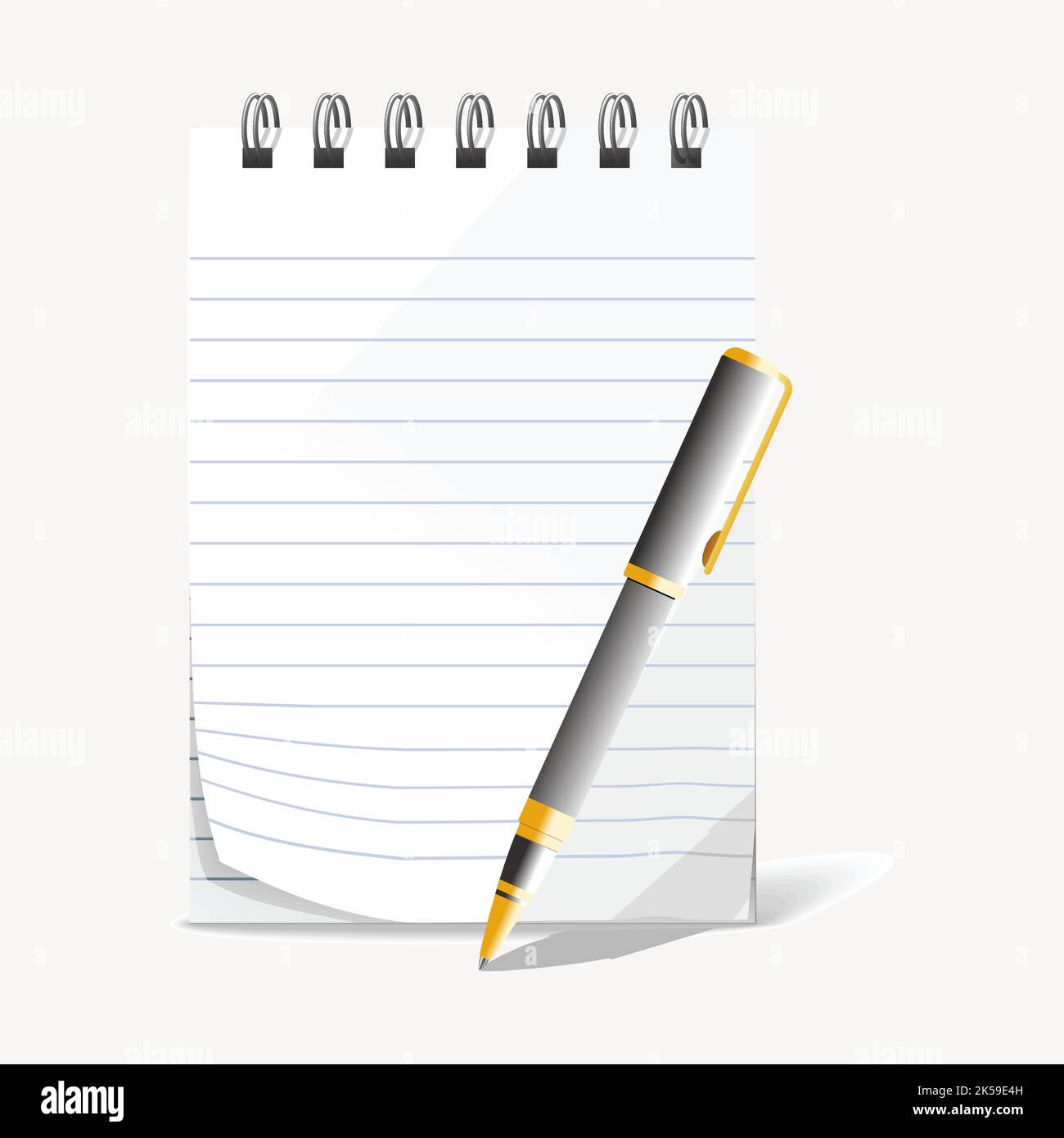 Note paper, pen clipart, stationery illustration vector Stock Vector ...