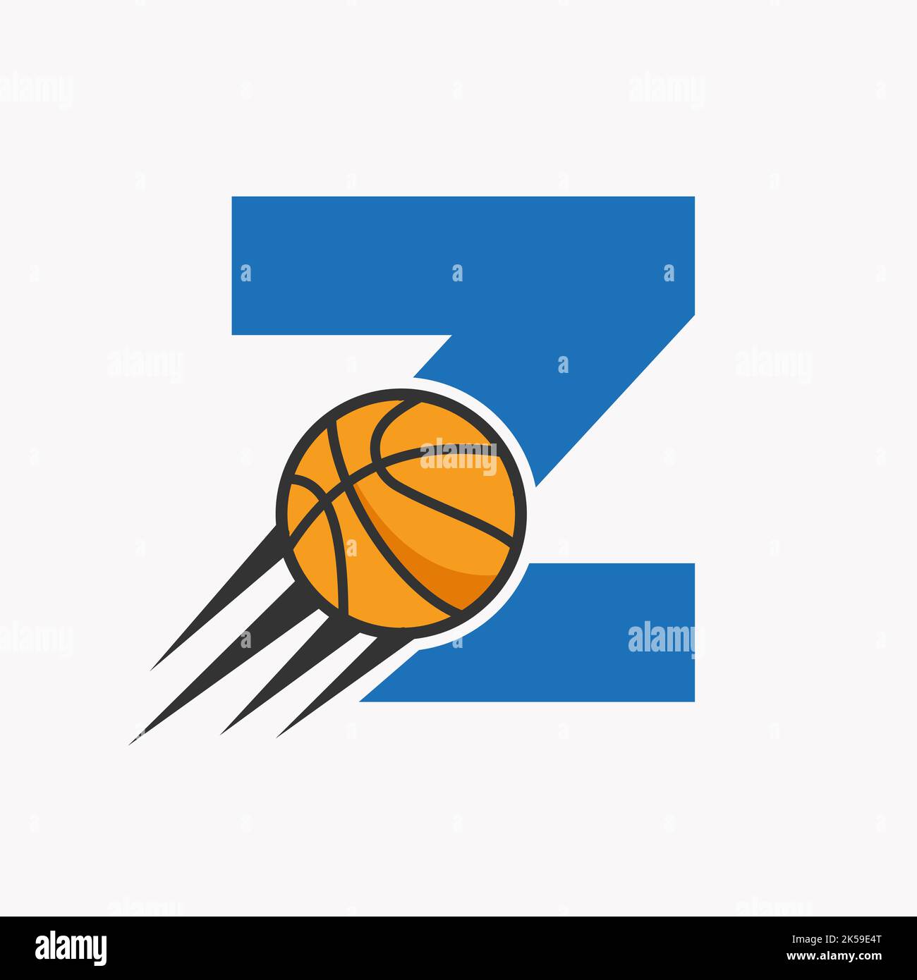 Initial Letter Z Basketball Logo Concept With Moving Basketball Icon ...