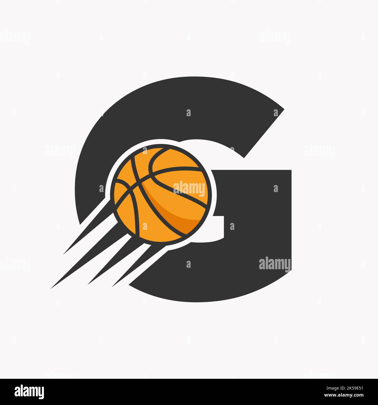 Initial Letter G Basketball Logo Concept With Moving Basketball Icon ...