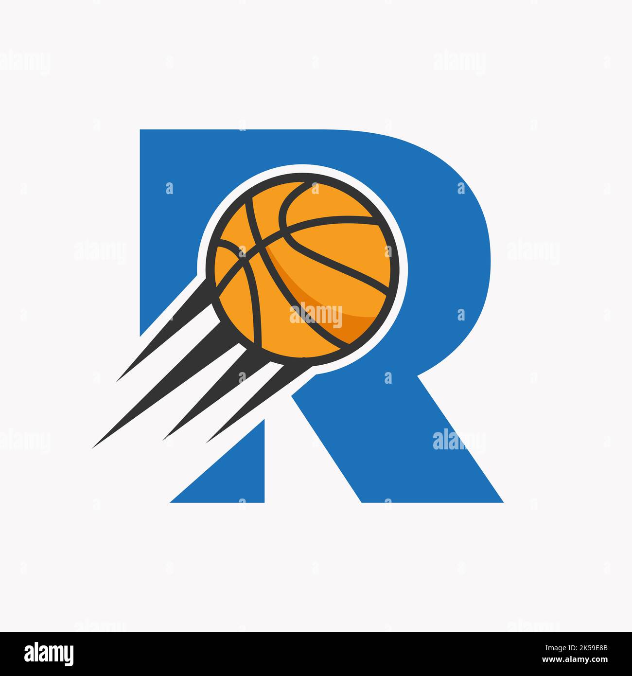 Initial Letter R Basketball Logo Concept With Moving Basketball Icon ...