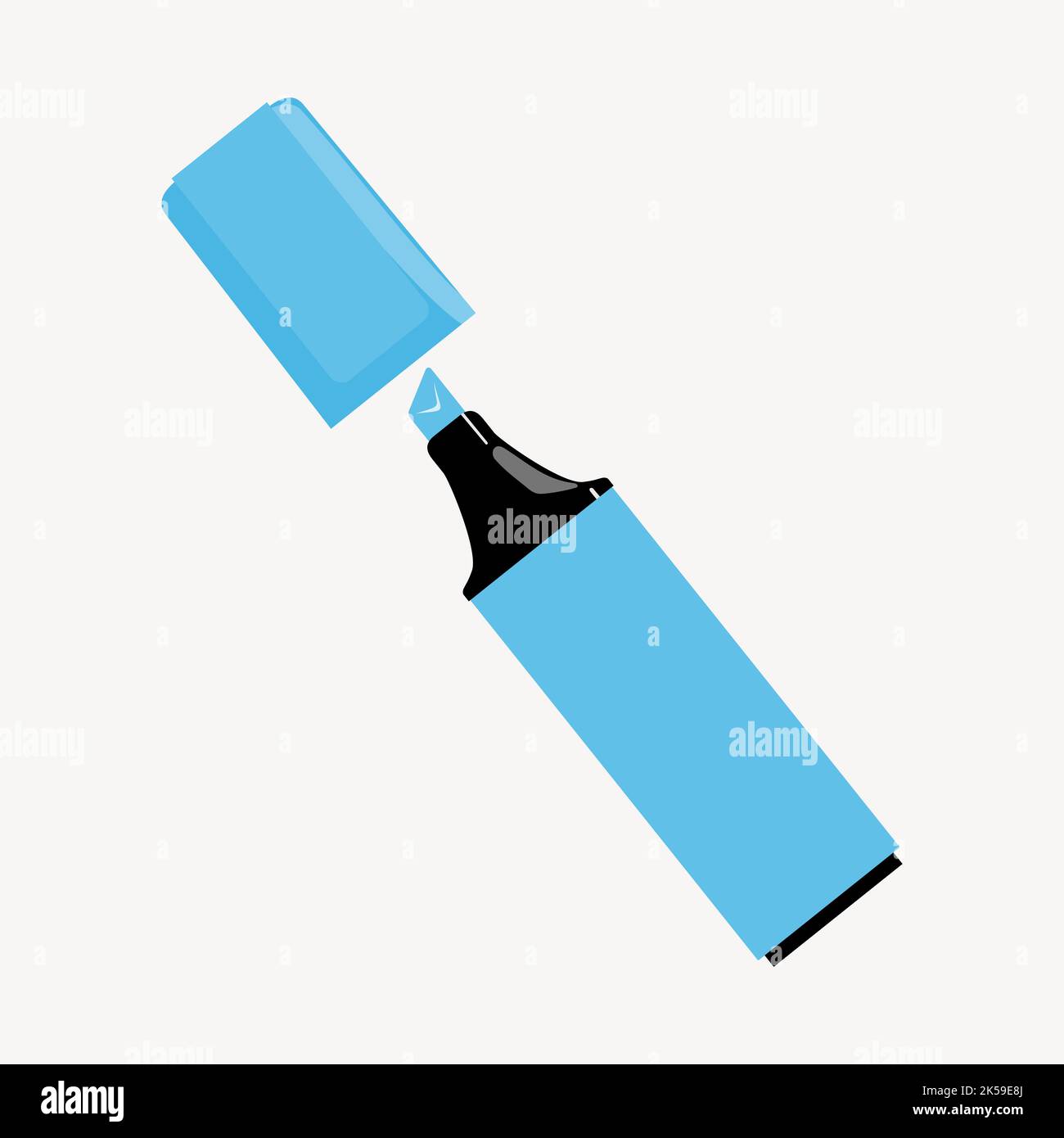 Blue highlighter marker clipart, stationery illustration vector Stock ...