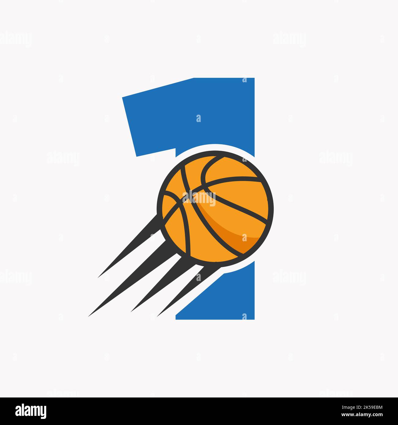 Initial Letter 1 Basketball Logo Concept With Moving Basketball Icon ...