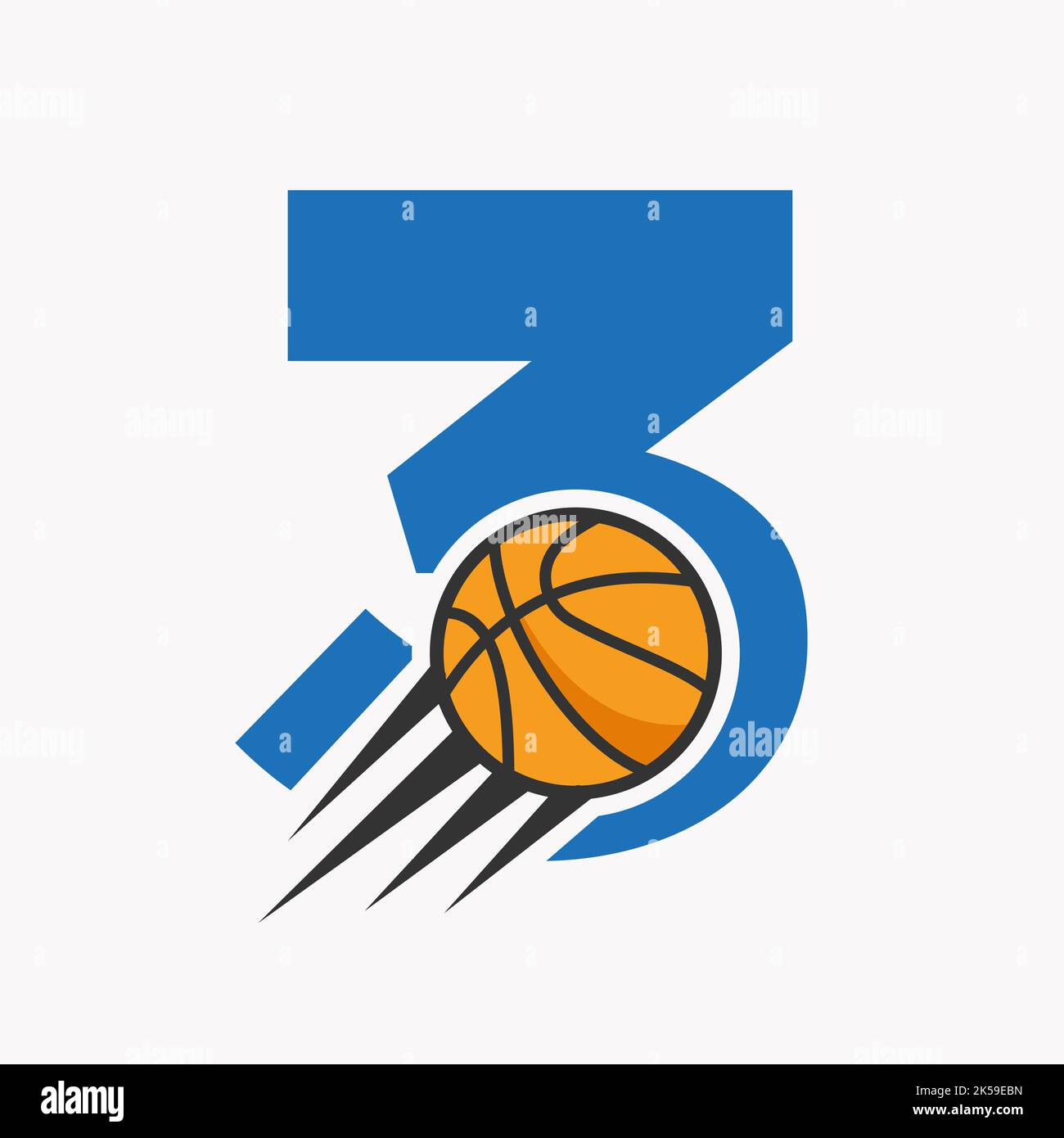 Initial Letter 3 Basketball Logo Concept With Moving Basketball Icon ...