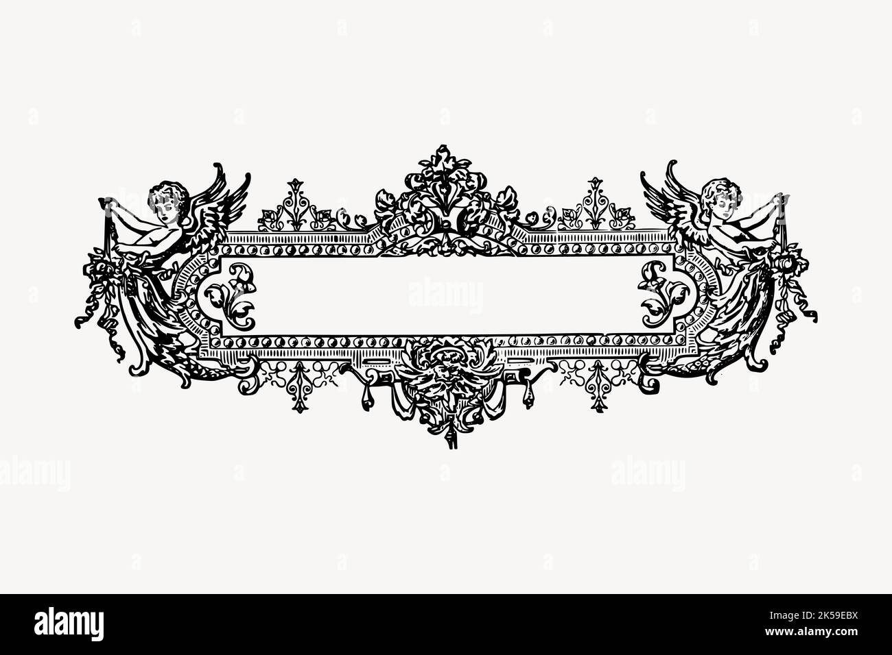 Ornamental badge clipart, vintage frame illustration vector Stock ...
