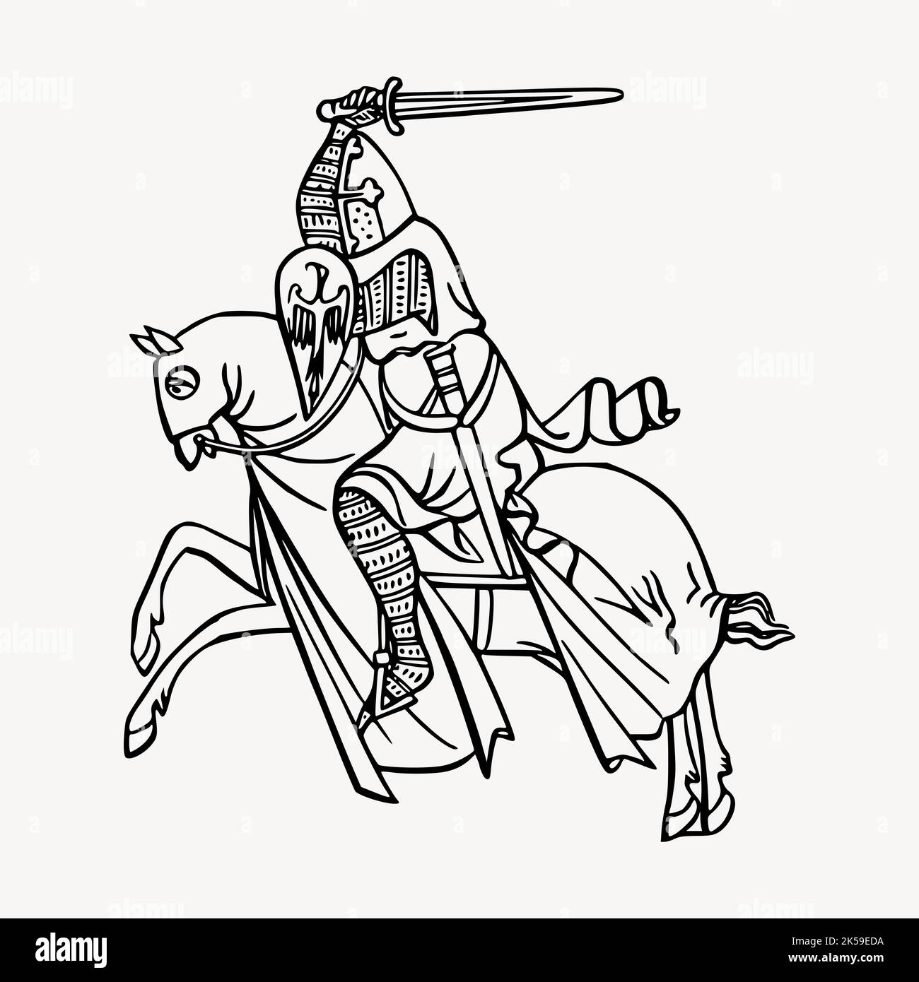 Knight riding horse clipart, medieval illustration vector Stock Vector ...