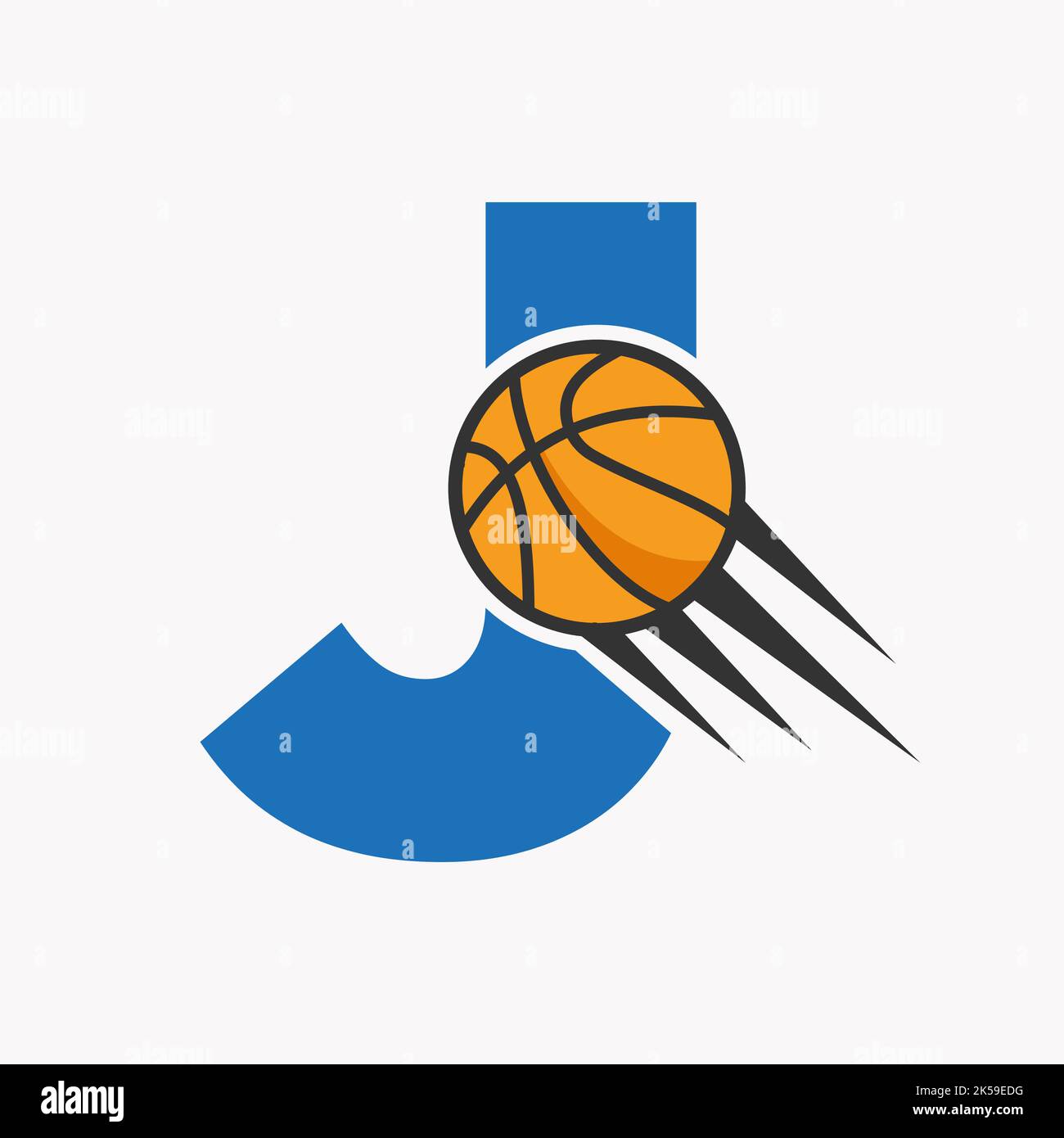 Initial Letter J Basketball Logo Concept With Moving Basketball Icon ...