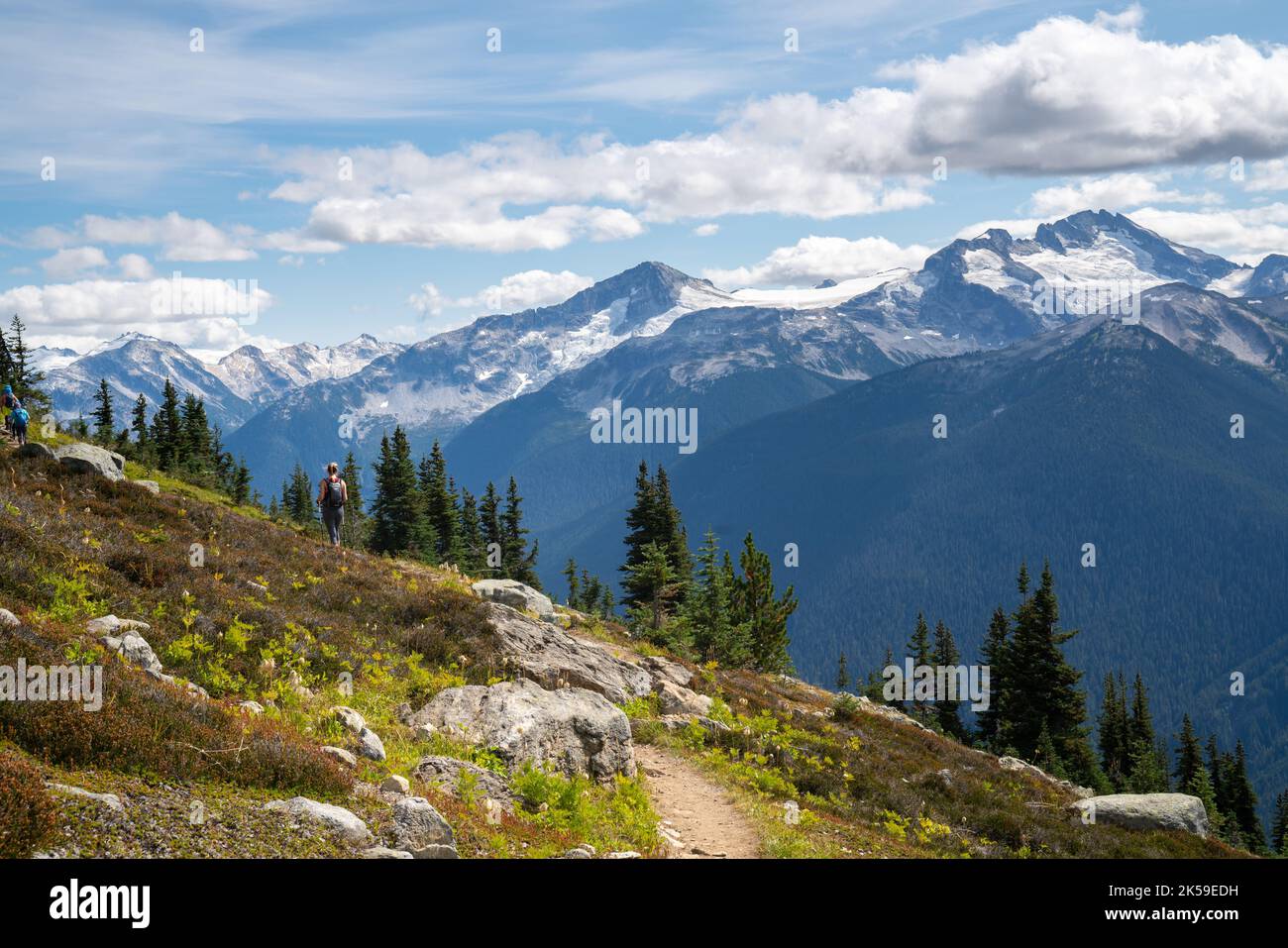 Hikers on High Note Trail with Whistler's majestic peaks in the ...