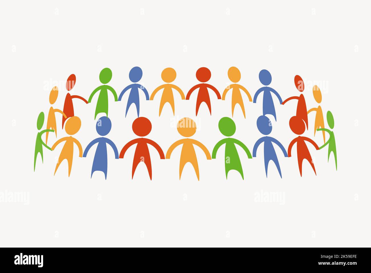Colorful people holding hands clipart, world peace illustration vector ...