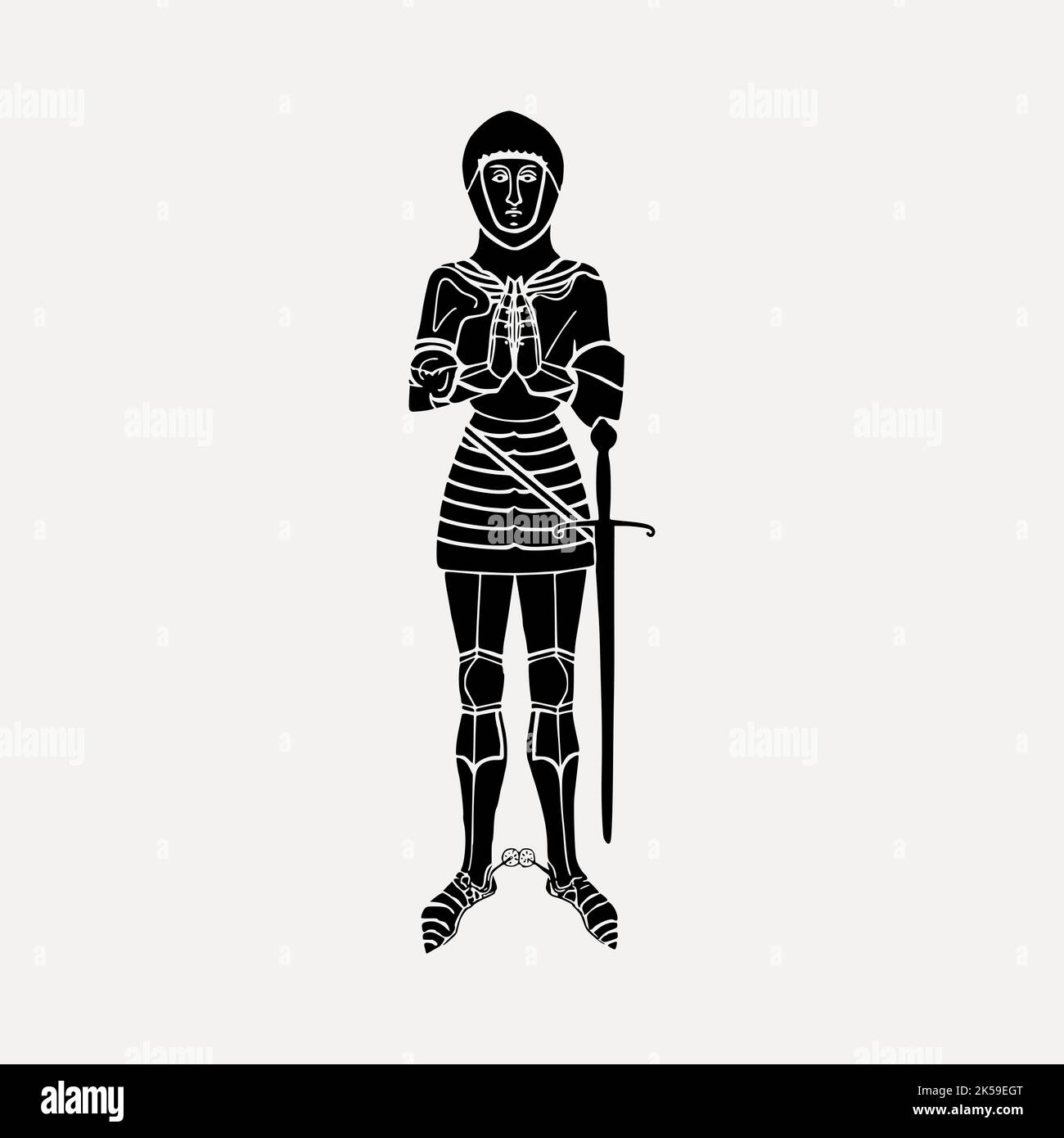 Armored knight collage element, historic people illustration vector ...