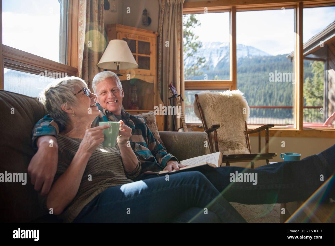 Drinking tea on cabin sofa hi-res stock photography and images - Alamy