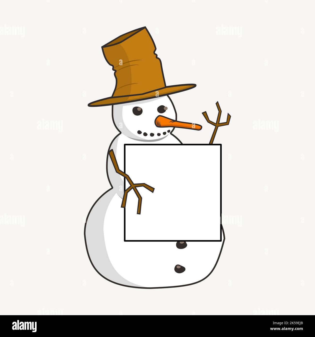 Snowman holding sign frame clipart, decoration illustration vector ...